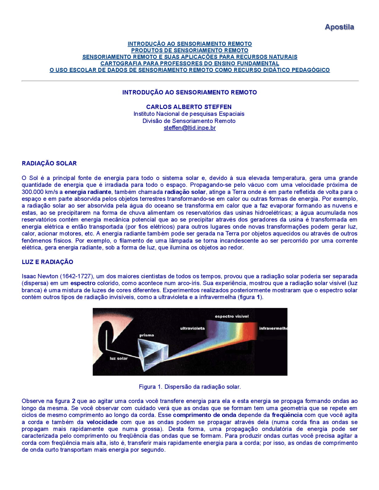 Introdução ao Sensoriamento Remoto - Docsity