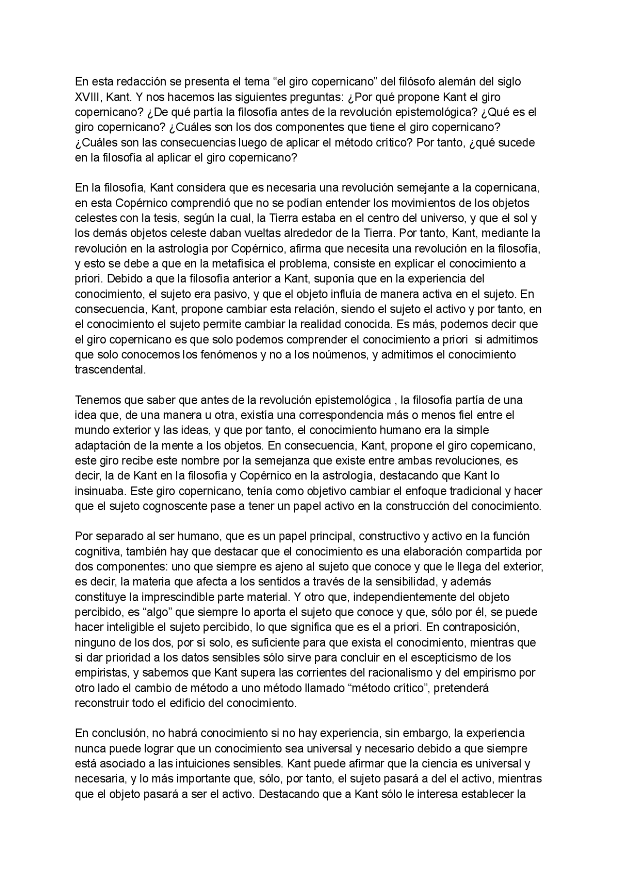 El giro copernicano. Filosofía | Esquemas y mapas conceptuales de ...