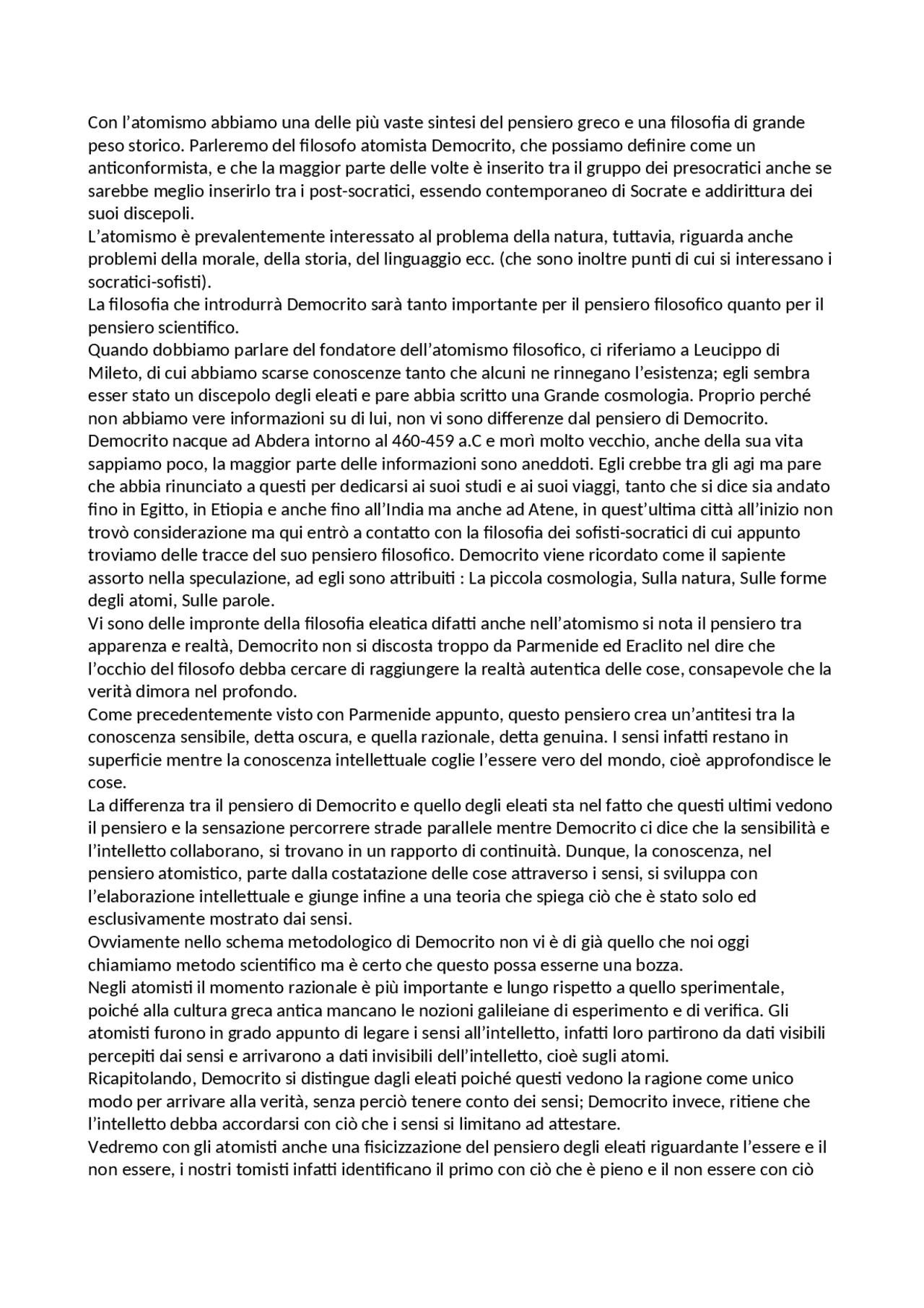 Appunti Su Democrito Docsity