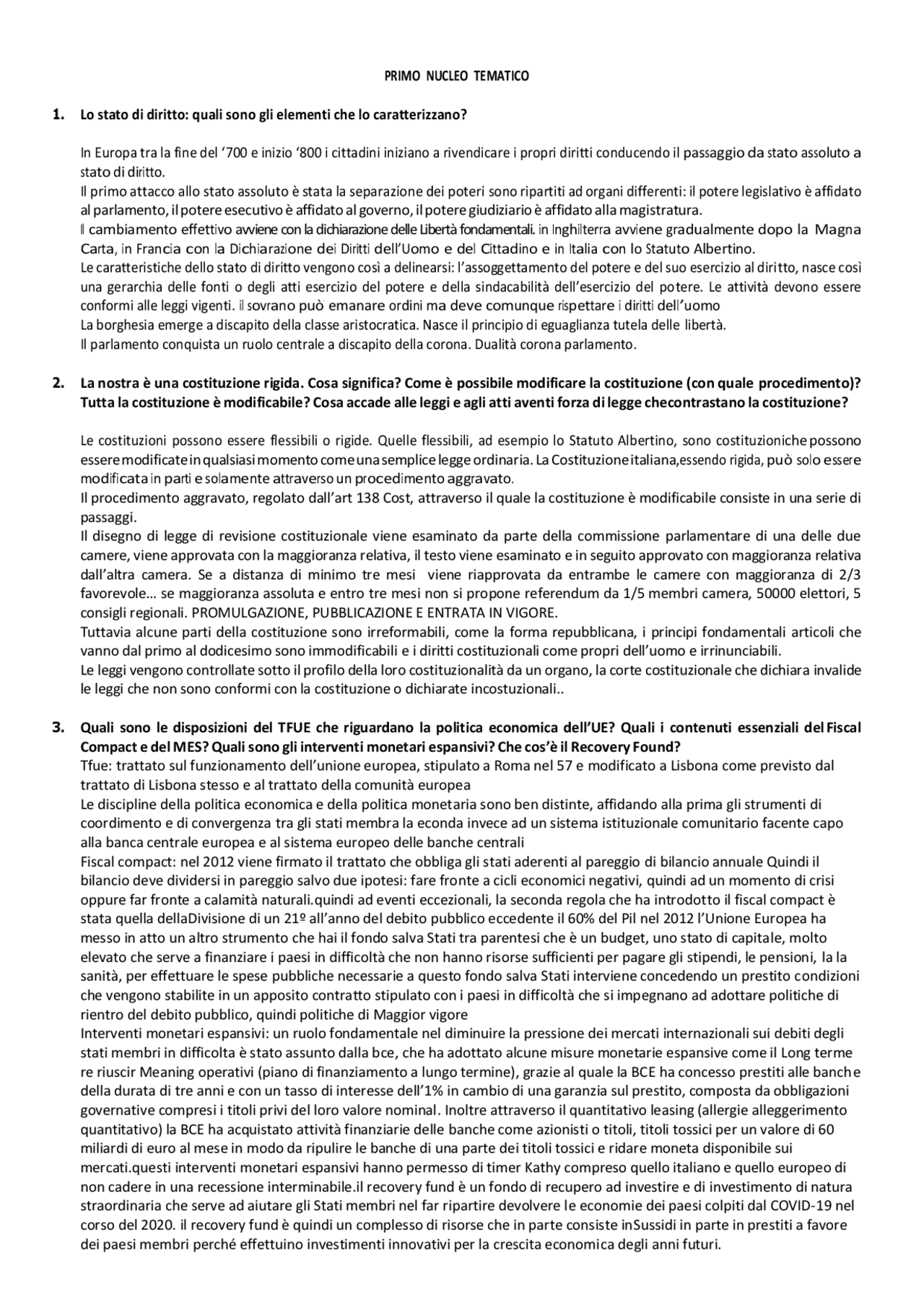 Diritto Pubblico Domande E Risposte Docsity