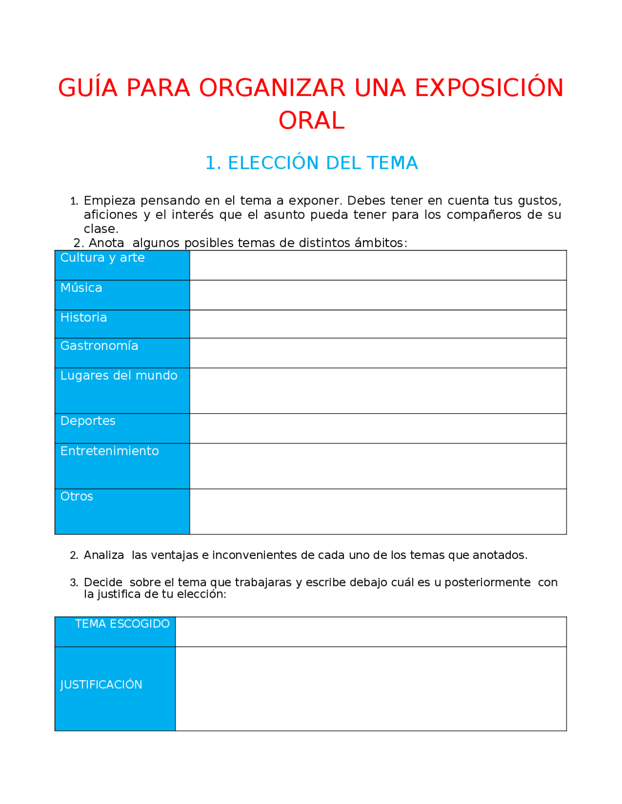 Organizador de exposición - Docsity