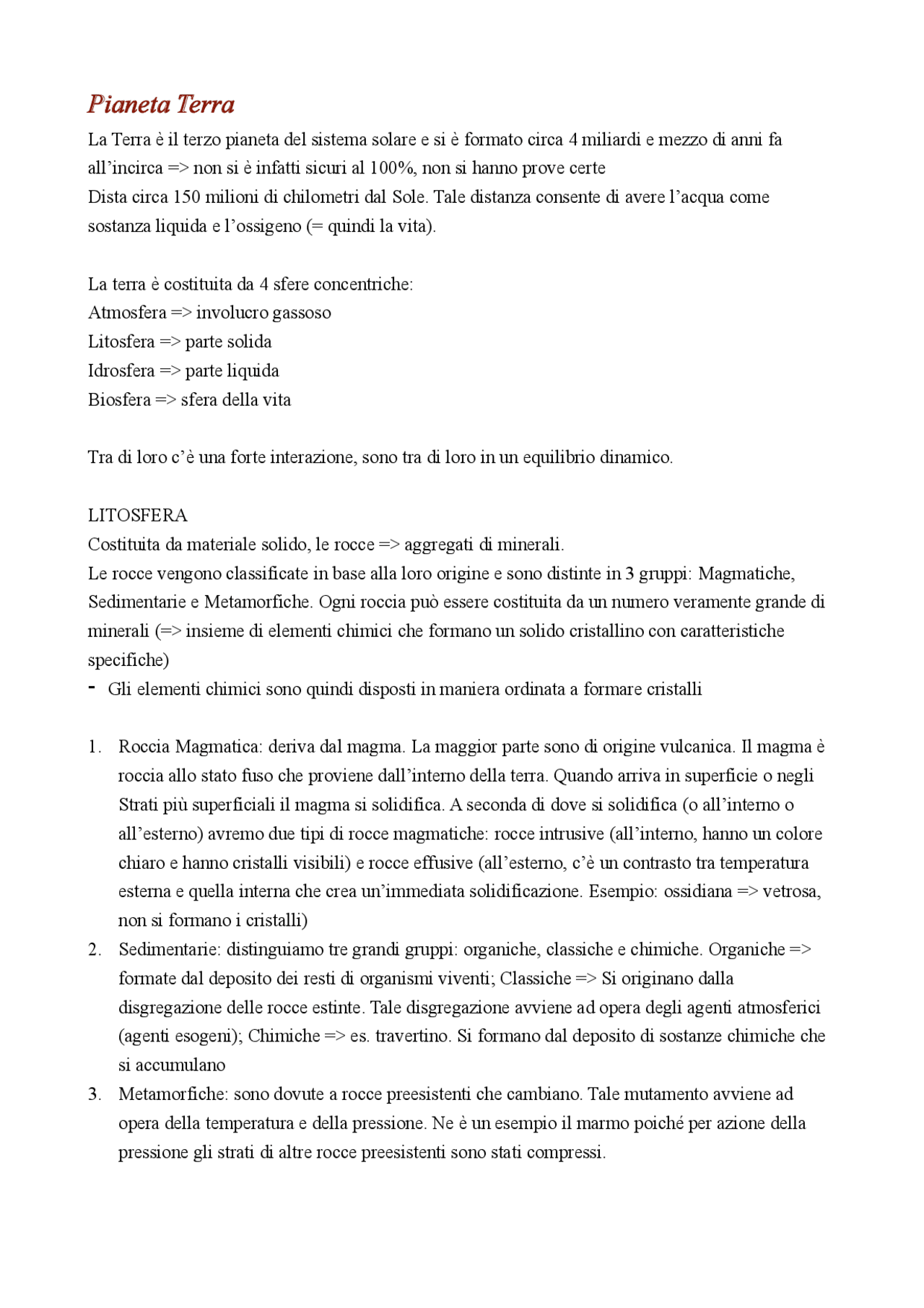 Programma Scienze Della Terra Quinto Docsity