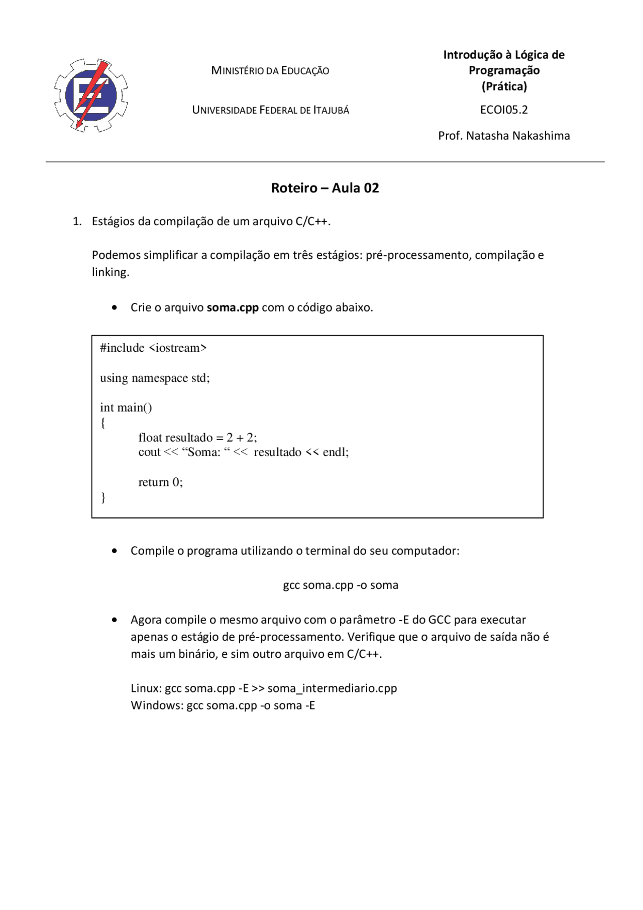 Relatório prática 2 de programação - Docsity