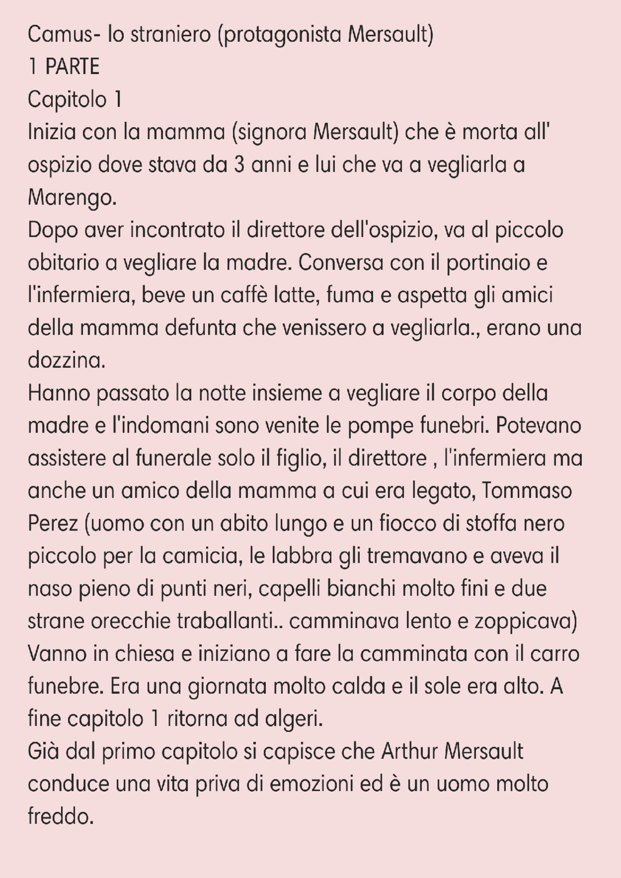 Camus Letranger Lo Straniero Docsity
