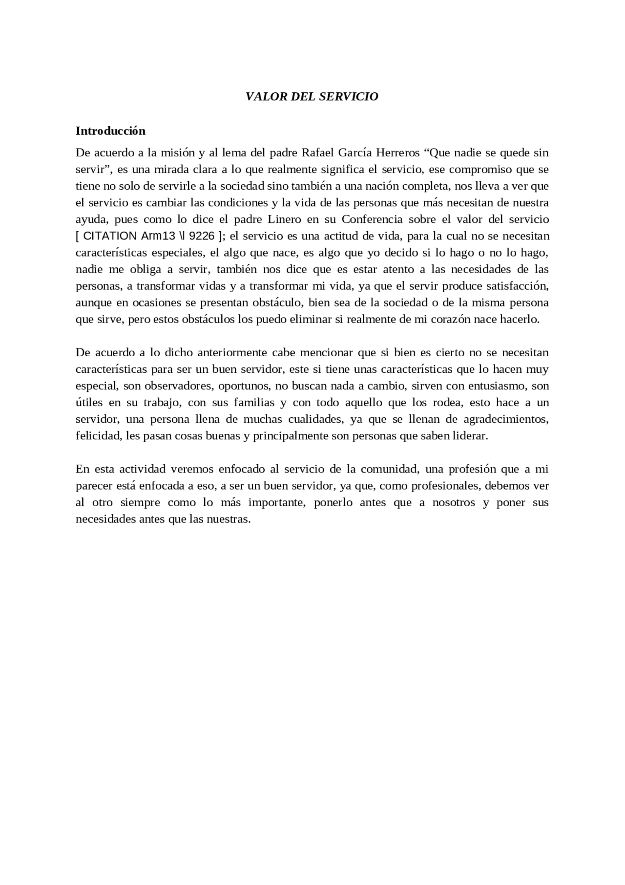 El valor del servicio - Docsity