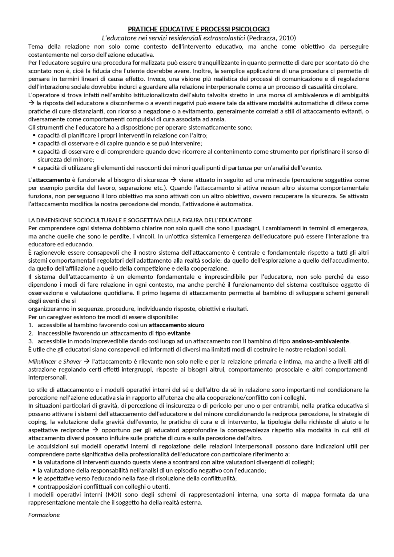 Pratiche Educative E Processi Psicologici Docsity