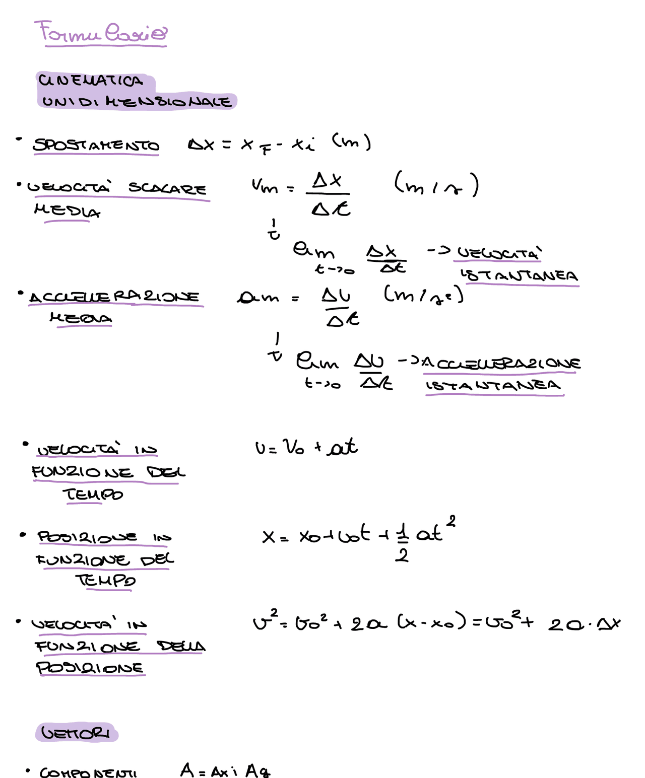 Formulario Di Fisica Meccanica Formulari Di Fisica Docsity