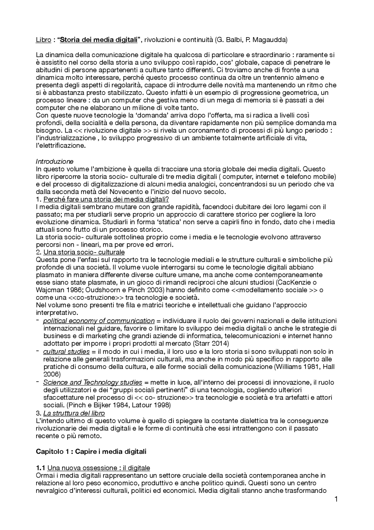 Riassunto Libro Storia Dei Media Digitali Docsity