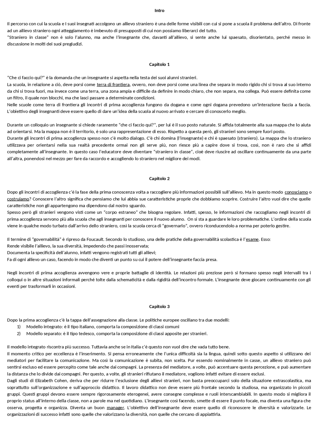 Straniero In Classe Zoletto Docsity