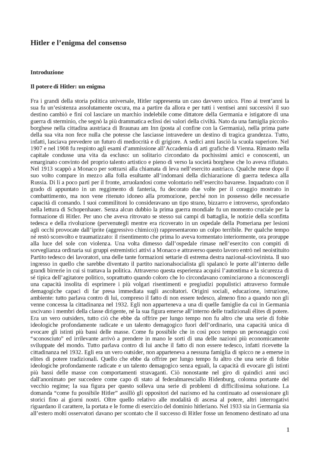 Kershaw Hitler E Lenigma Del Consenso Docsity