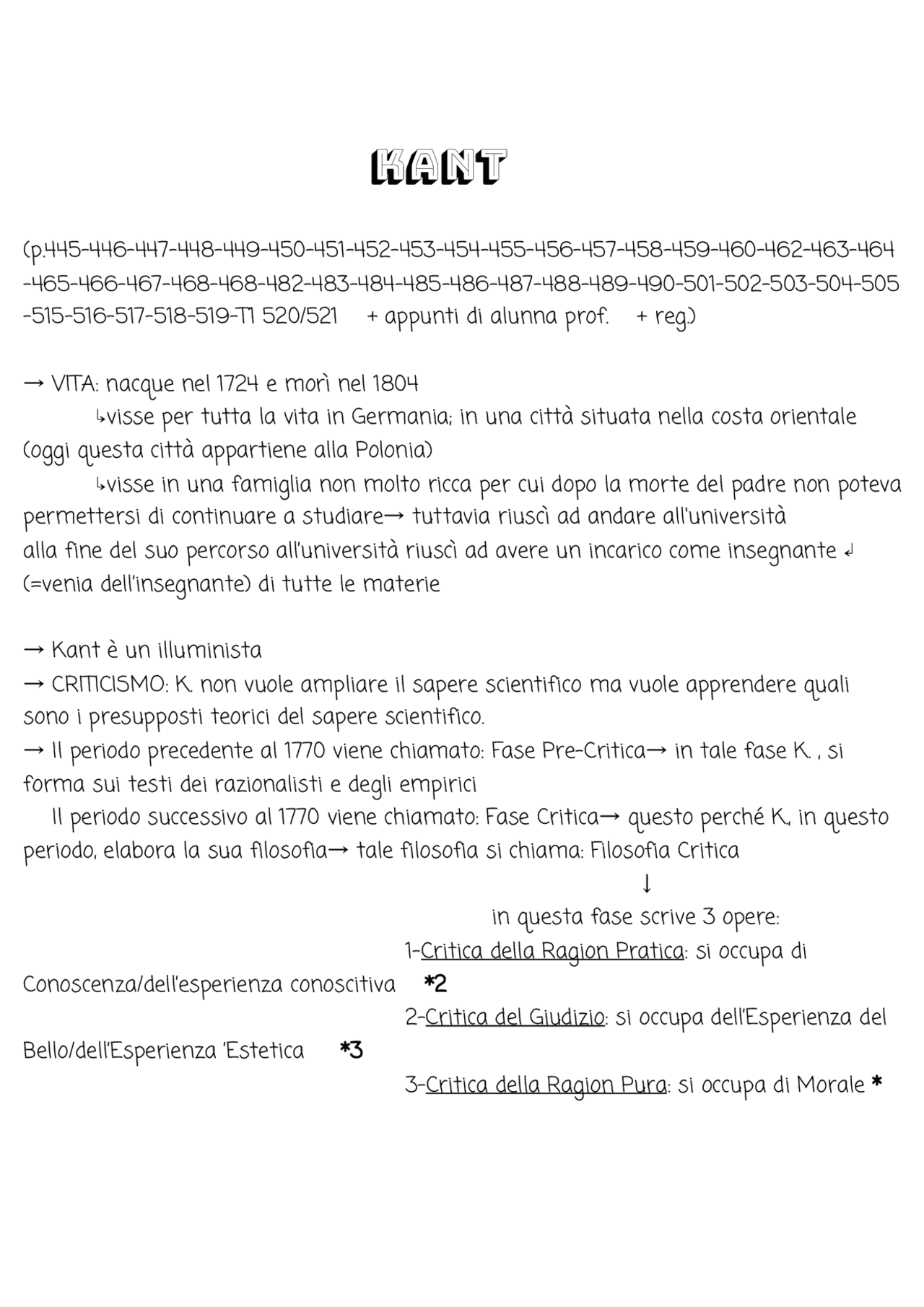 Appunti Precisi Su Kant Docsity