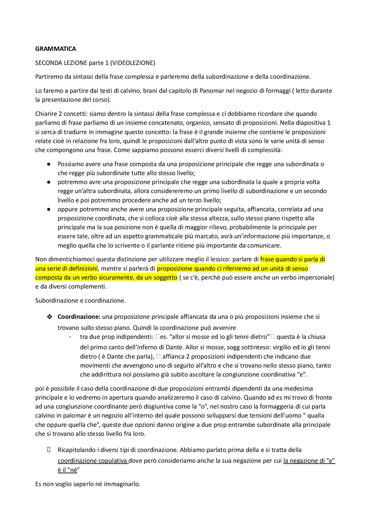 Prima Lezione Grammatica Docsity