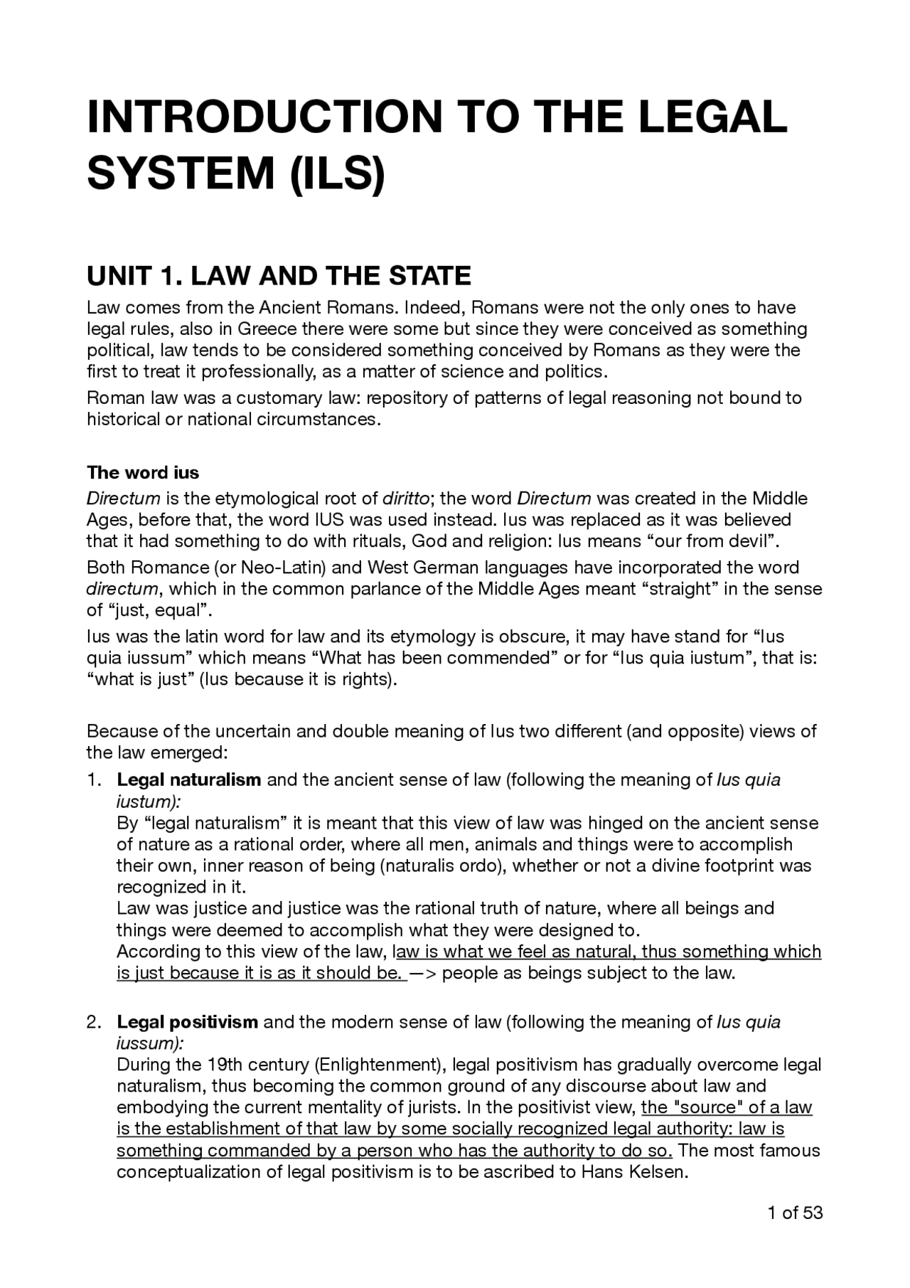 Introduction to the legal system 1st partial - Docsity