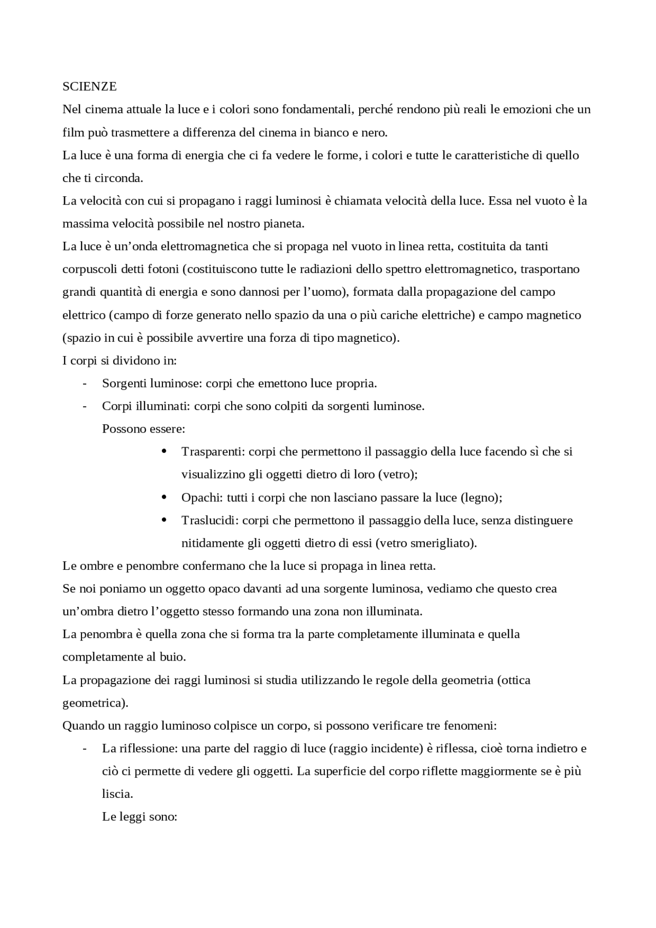 Il Colore E La Luce Docsity