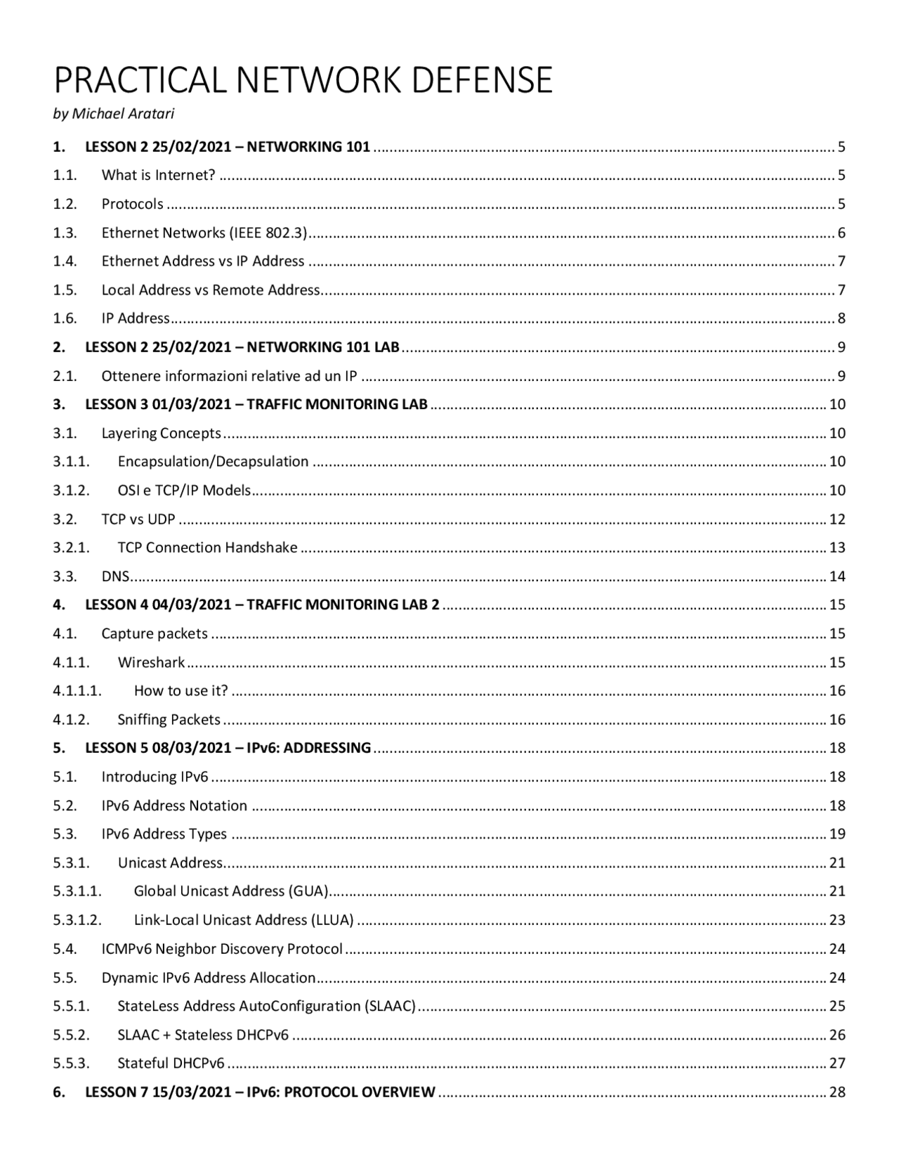 Practical Network Defense | Dispense di Sicurezza delle reti | Docsity