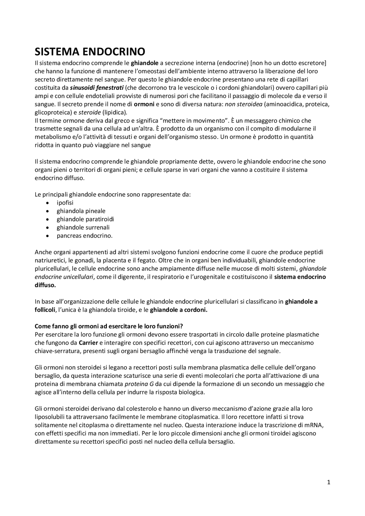 Sistema Endocrino Anatomia Umana Docsity