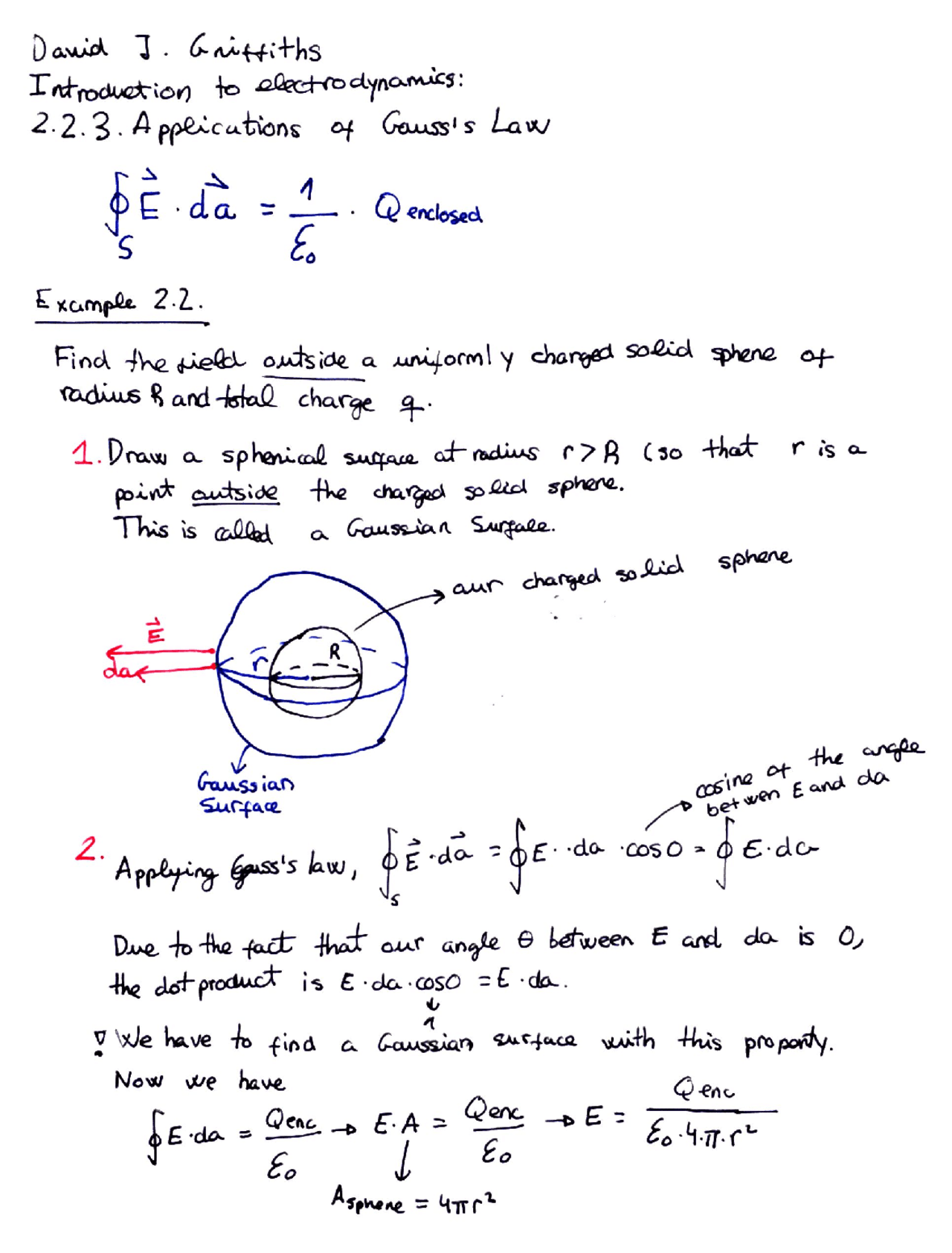 Gauss's Law summary from griffiths | Apuntes de Física - Docsity