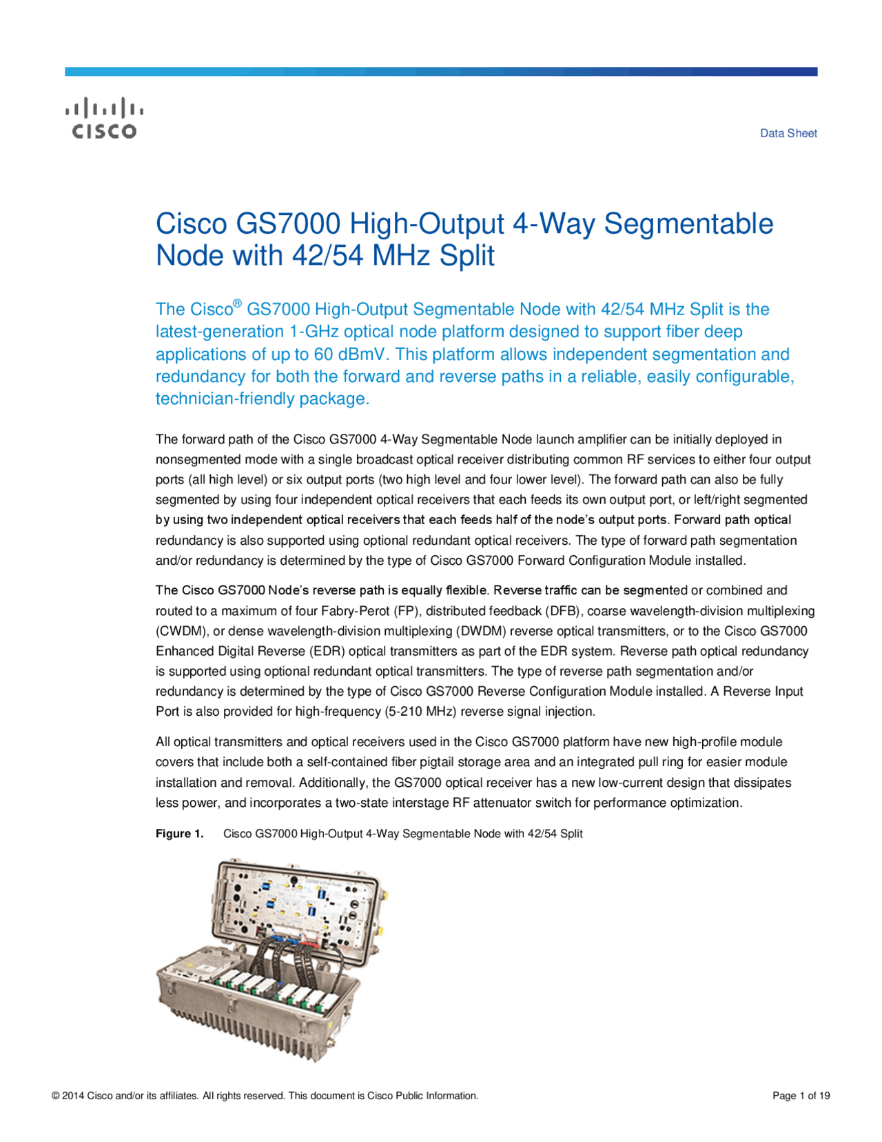 CATV Cisco gs7000 4 segment node / optical / RF - Docsity