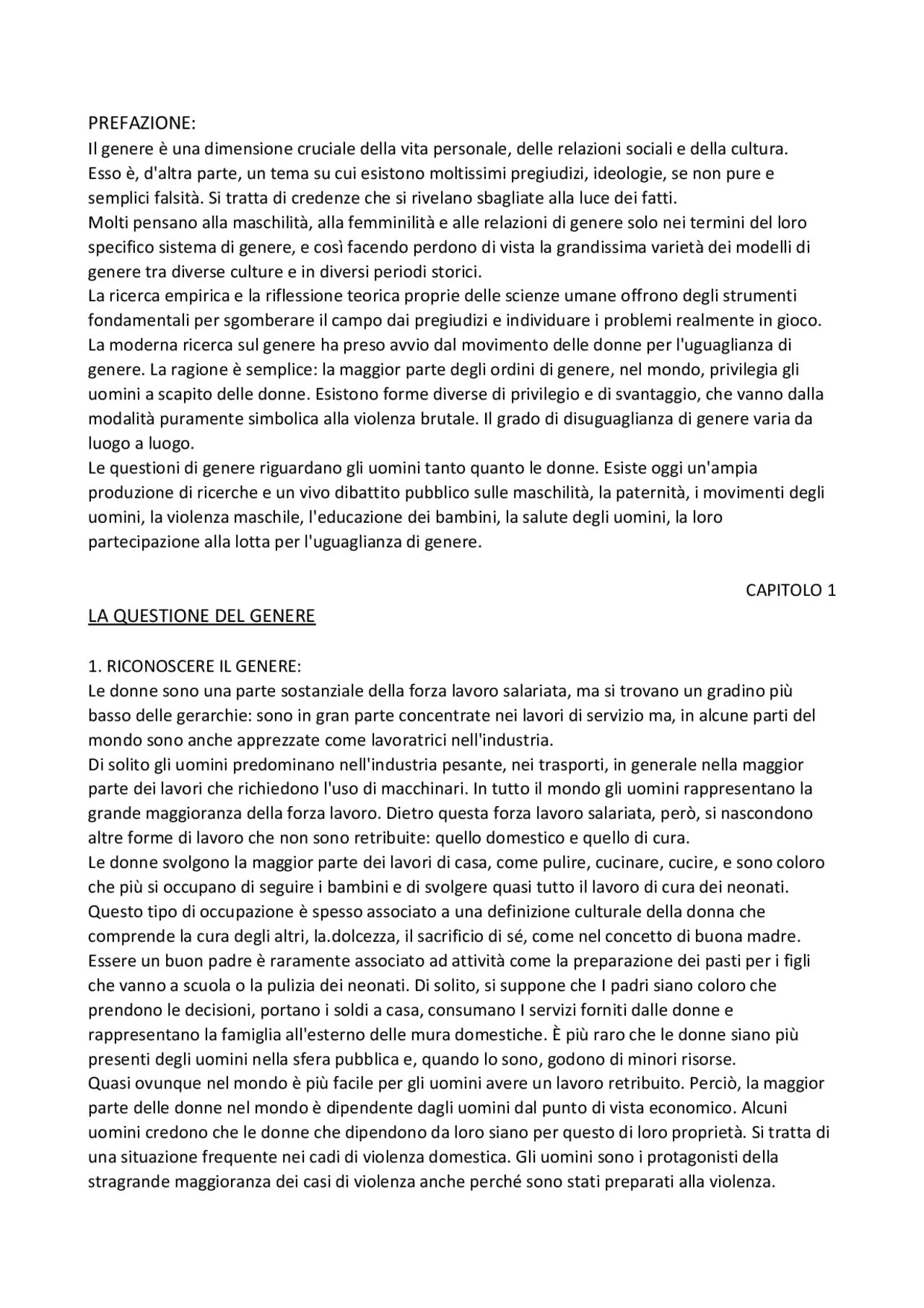 Riassunto Libro Questioni Di Genere Di Robert W Connell Docsity