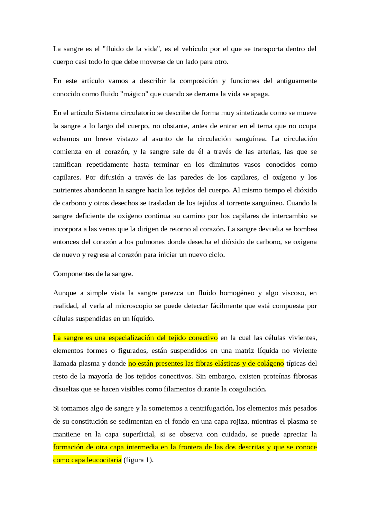 Resumen Del Tejido Sanguíneo Resúmenes Anatomía Docsity
