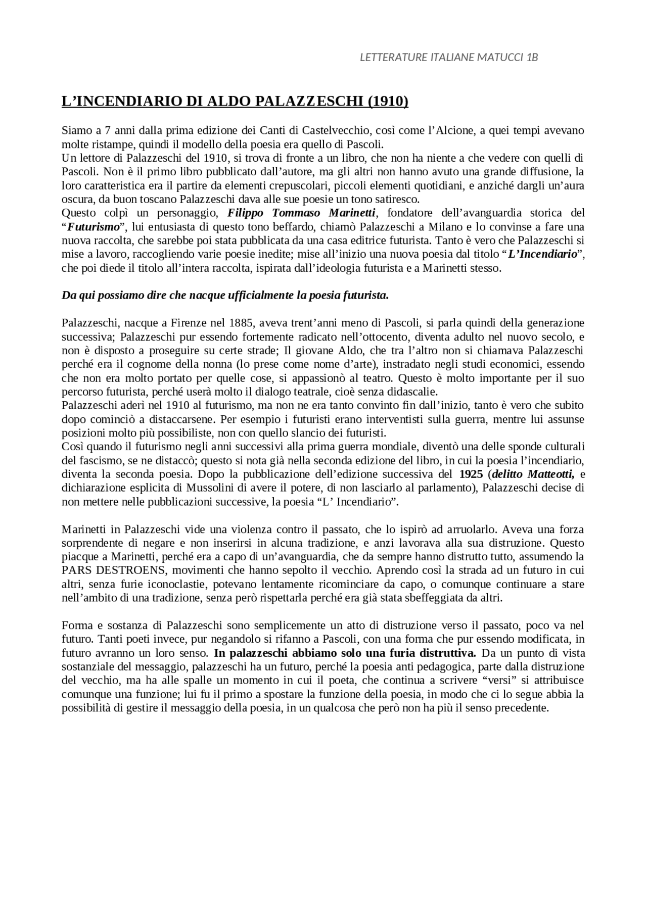 Analisi Delle Poesie Di Palazzeschi Docsity