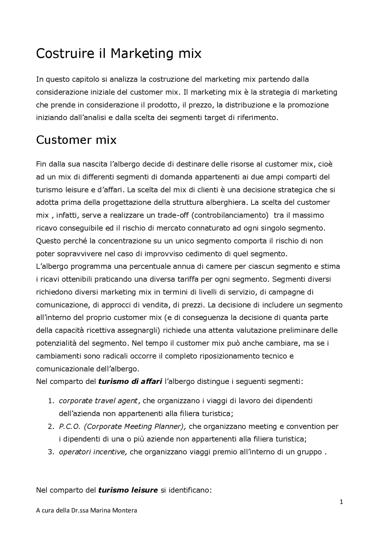 Costruire il marketing mix - Docsity