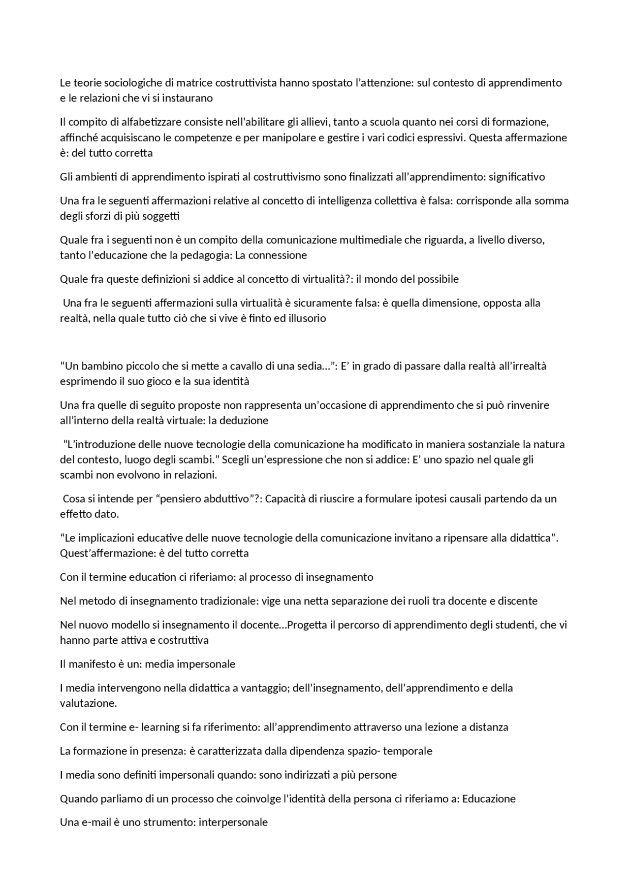 Tecnologie Dellistruzione E Dellapprendimento 24 Cfu Docsity