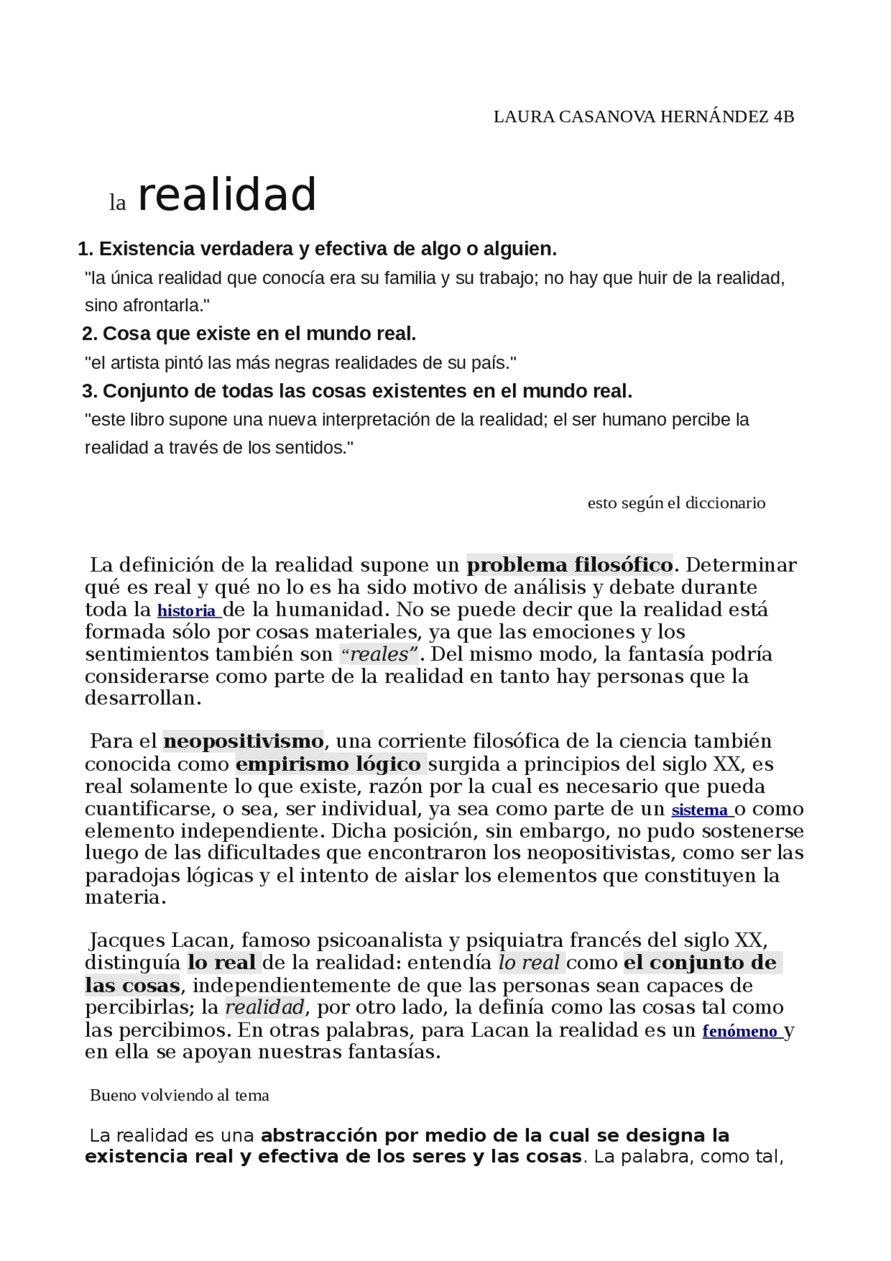 Realidad filosofía psicología - Docsity