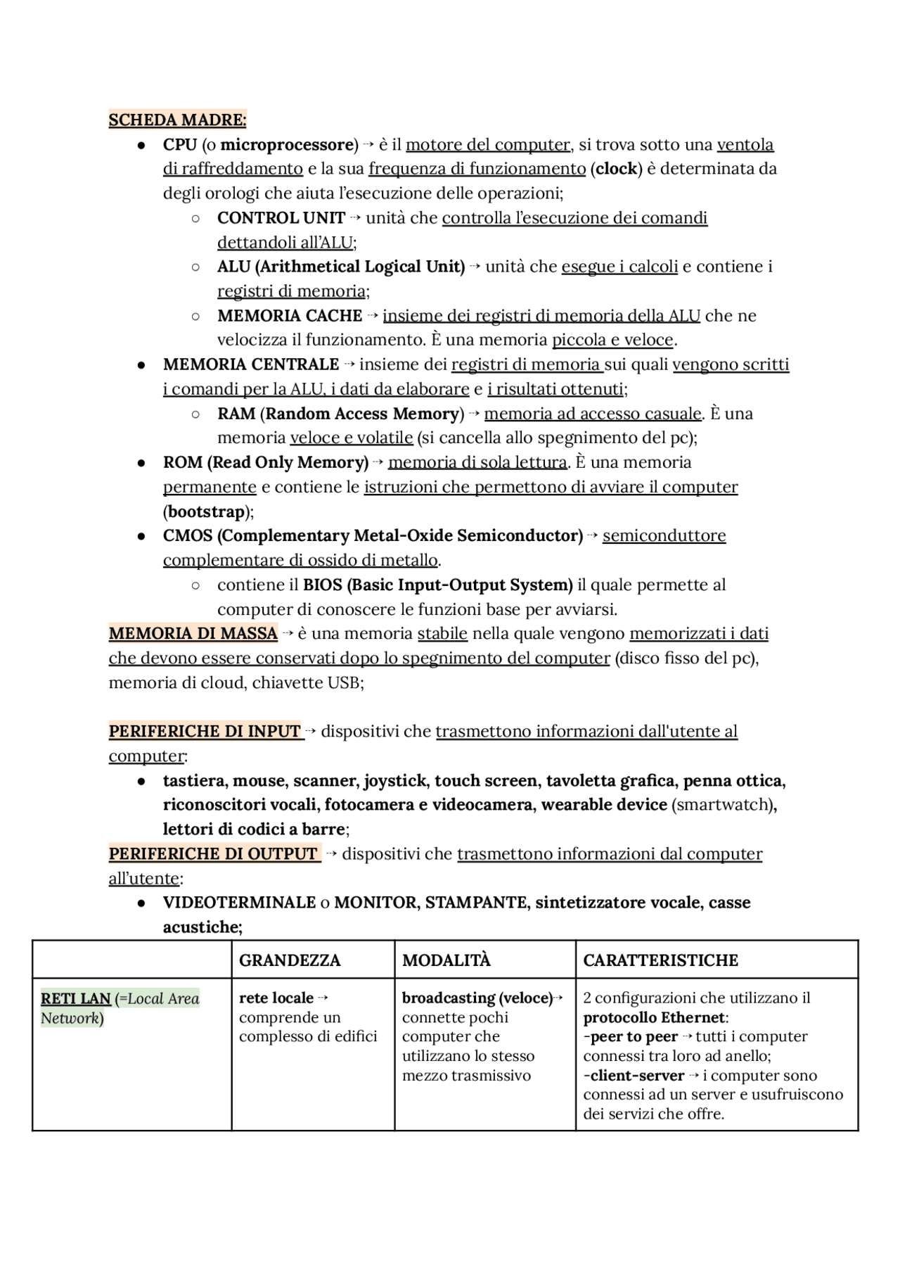 Schema generale fondamenti di informatica - Docsity