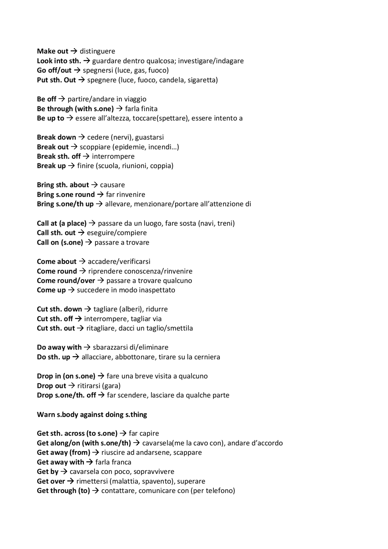 Phrasal Verbs Docsity