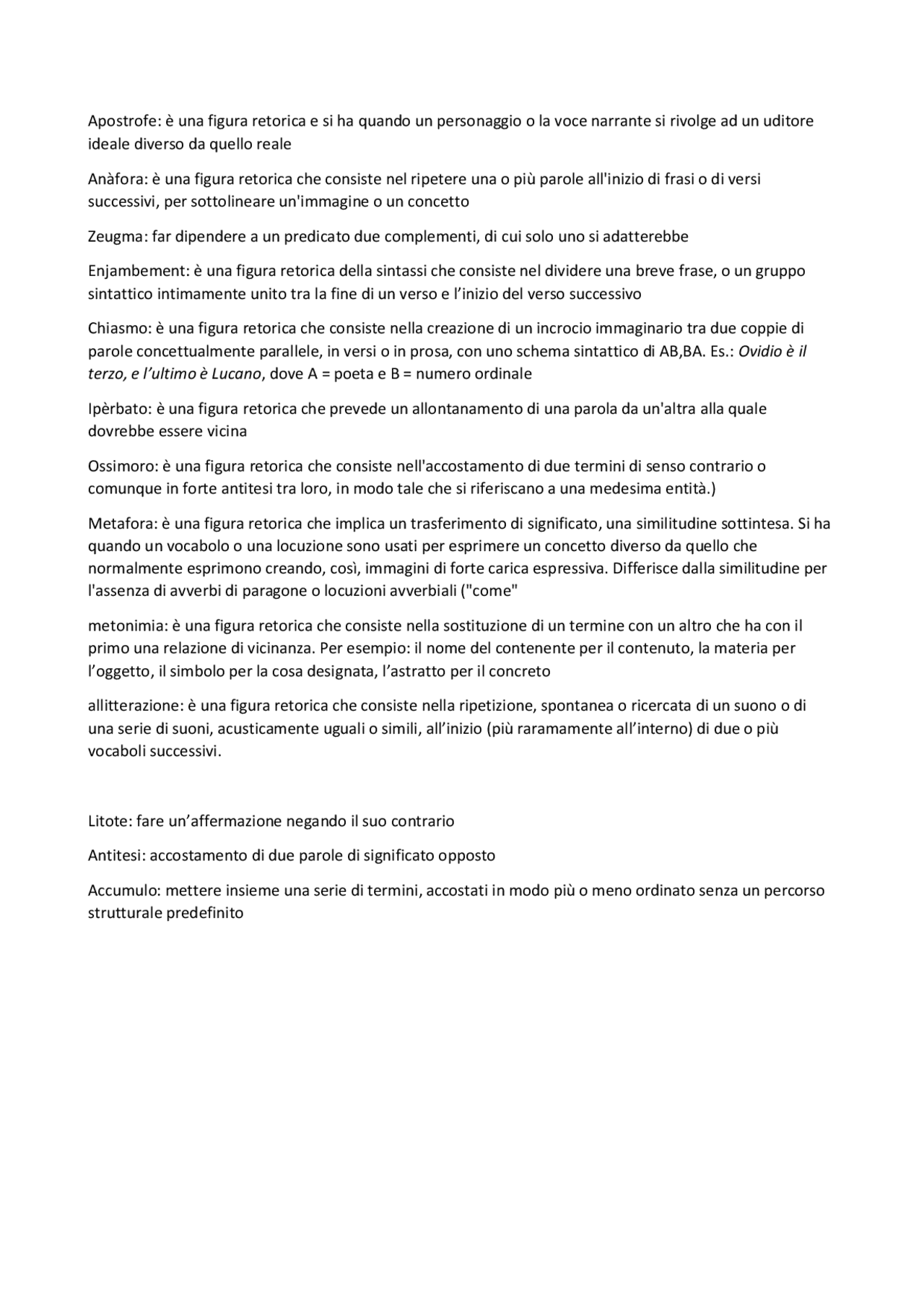 Le Principali Figure Retoriche Docsity