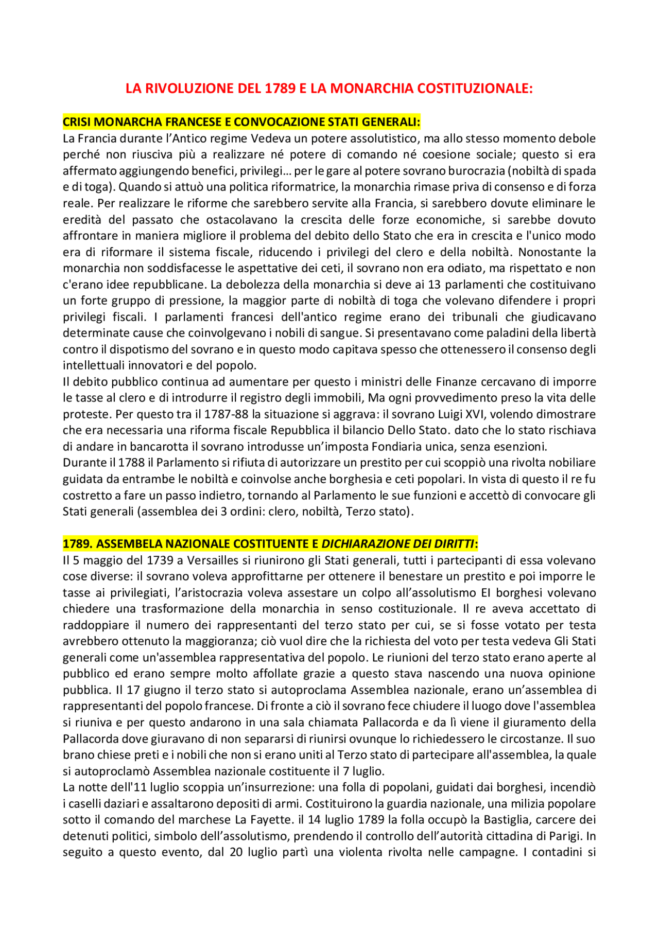 Rivoluzione Francese Docsity