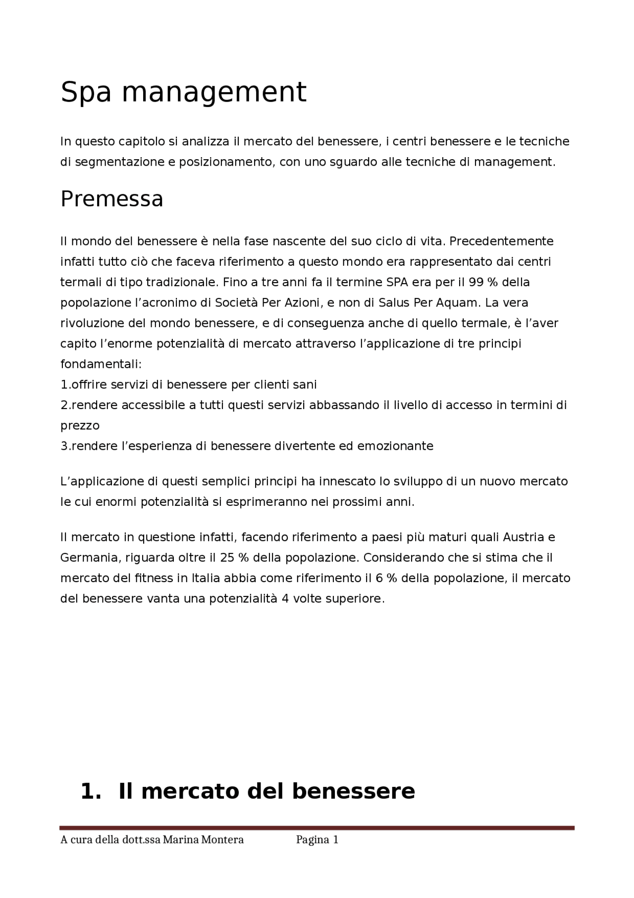 Spa Tourism Management Docsity