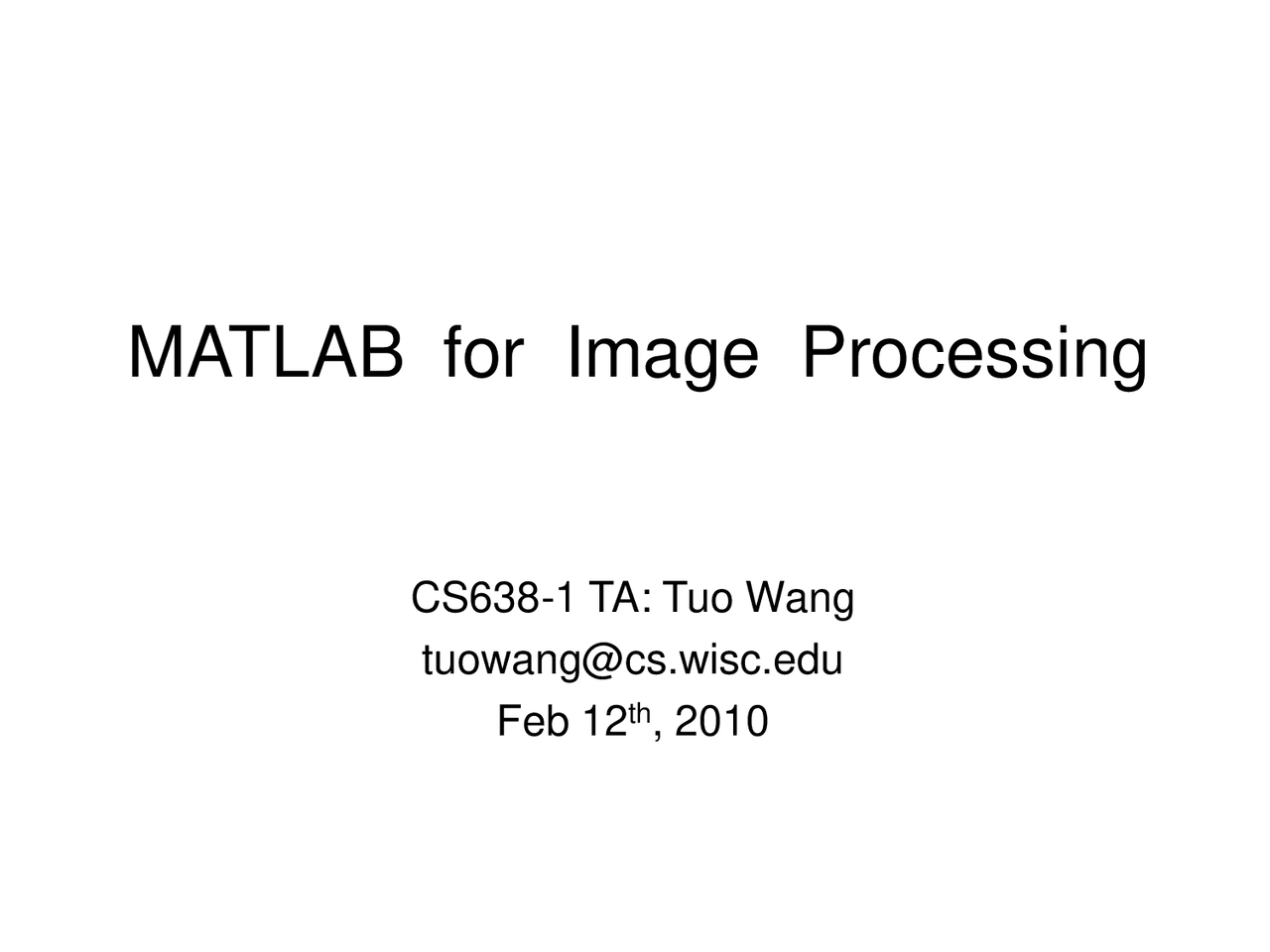 Image Processing With Matlab Slides Matlab Skills Docsity