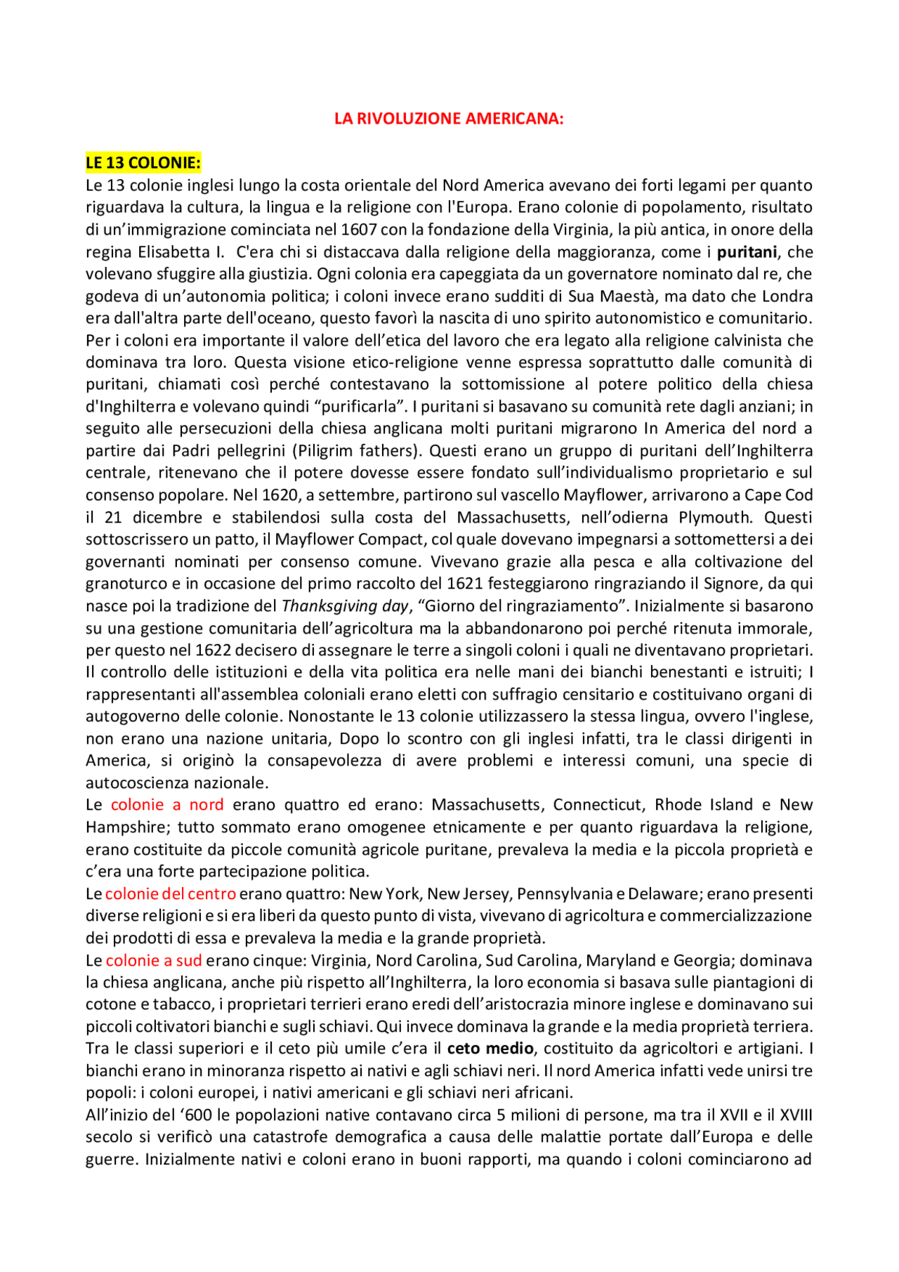 Rivoluzione Americana Docsity