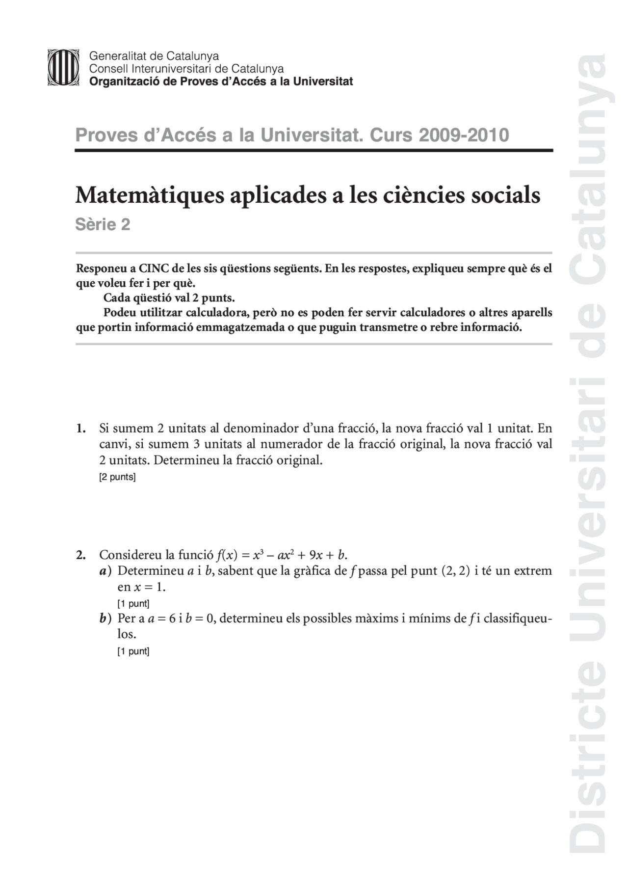 Exercicis Matemàtiques Acs Docsity