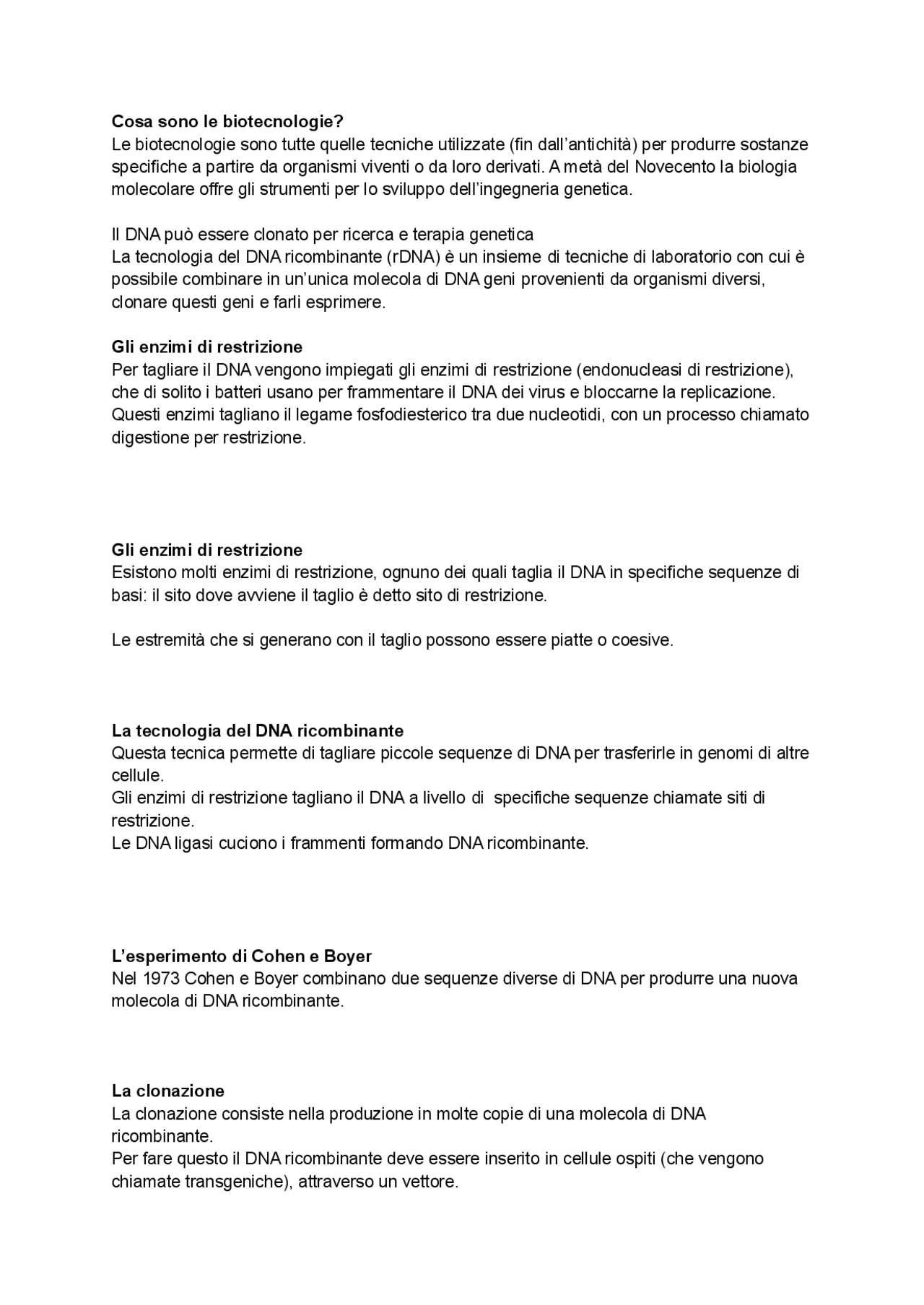 Documento Sulle Biotecnologie Docsity