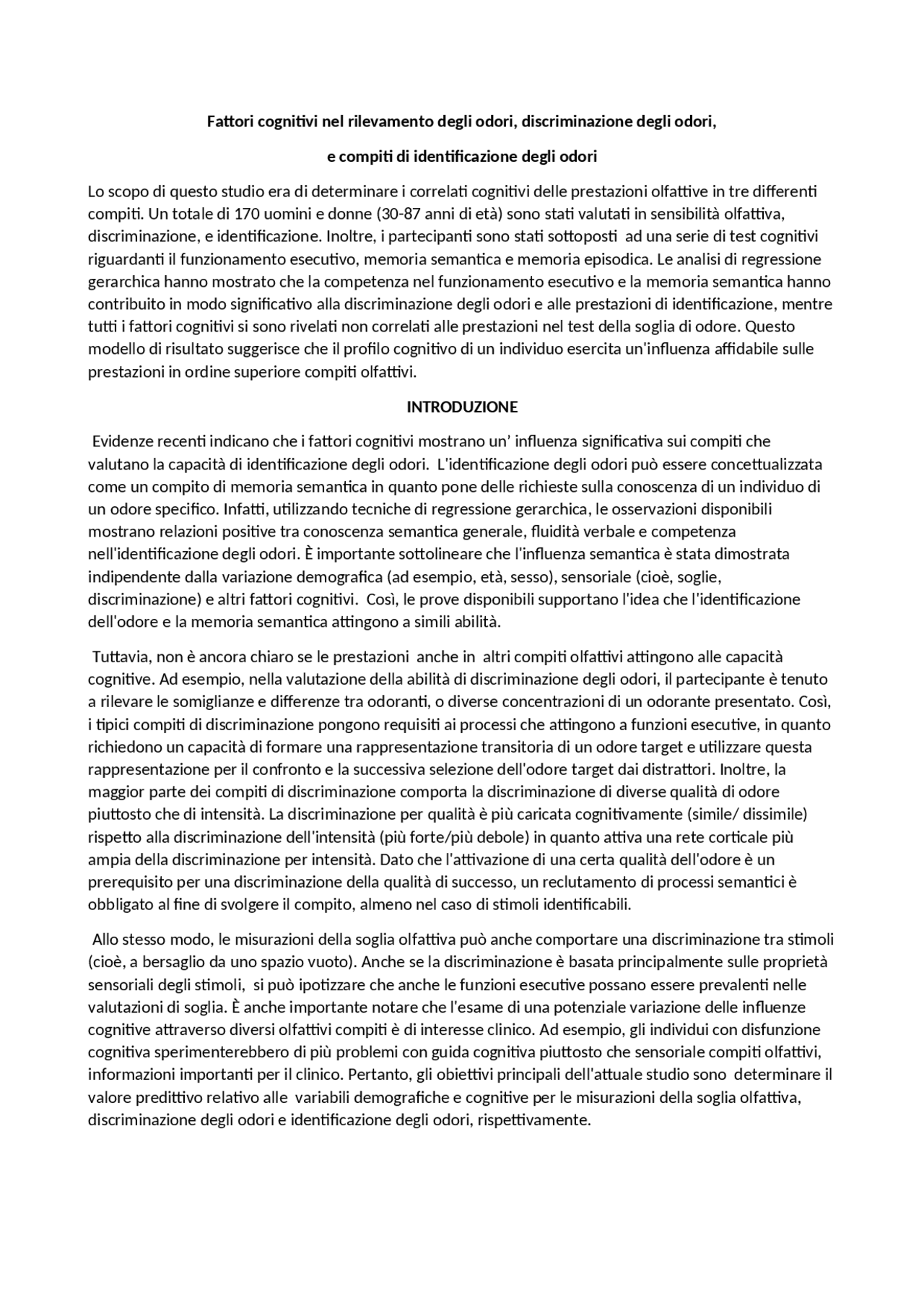 Articolo Scienze Cognitive Invitto Docsity