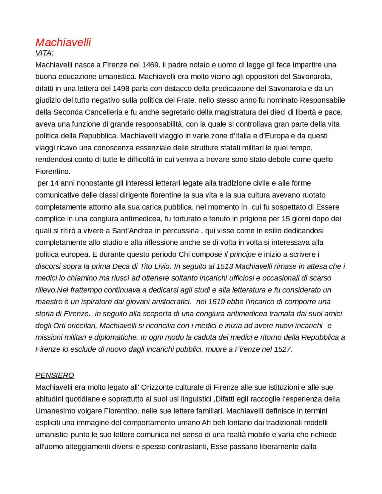 Riassunti Machiavelli E Ariosto Docsity