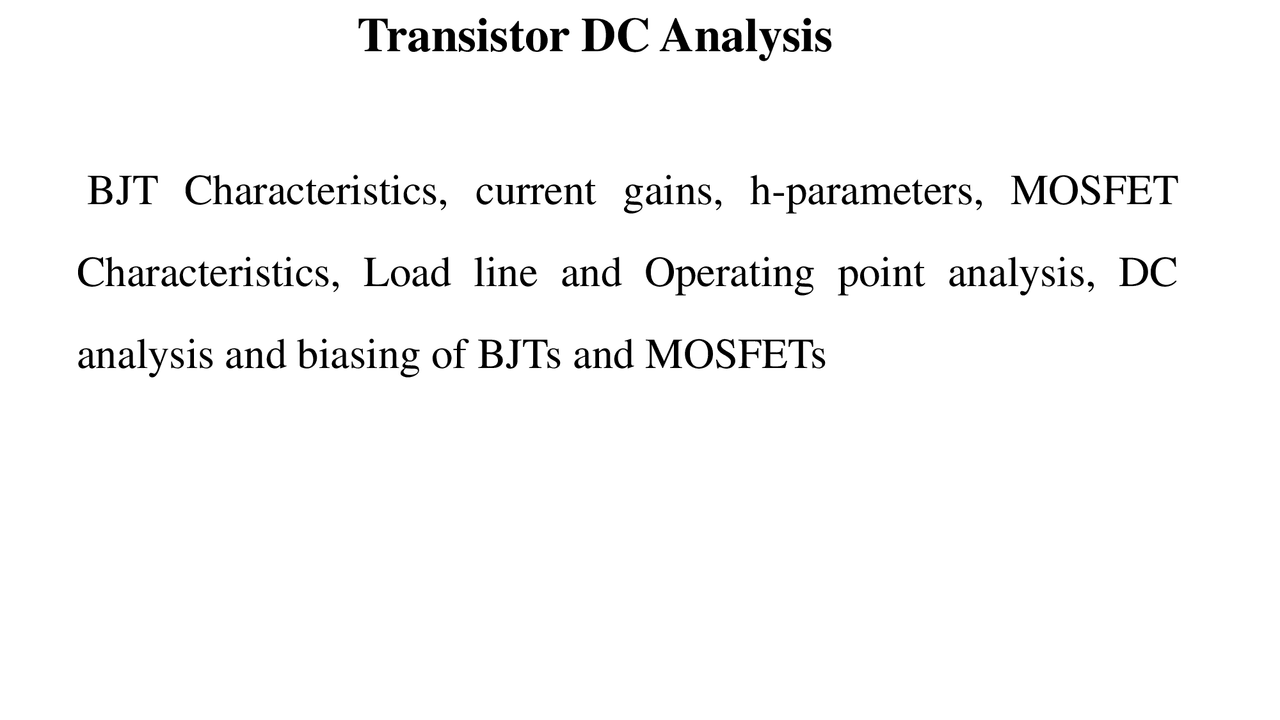 Slides On Transistor Biasing Docsity