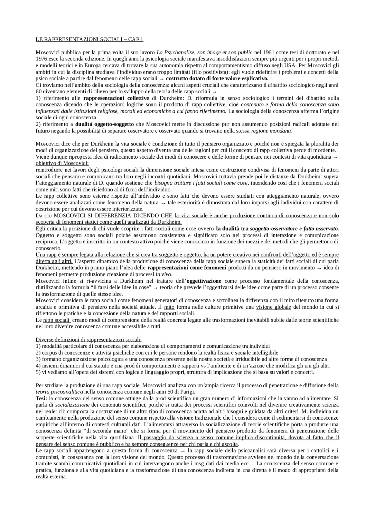Paradigmi Delle Rappresentazioni Sociali Riassunto Docsity