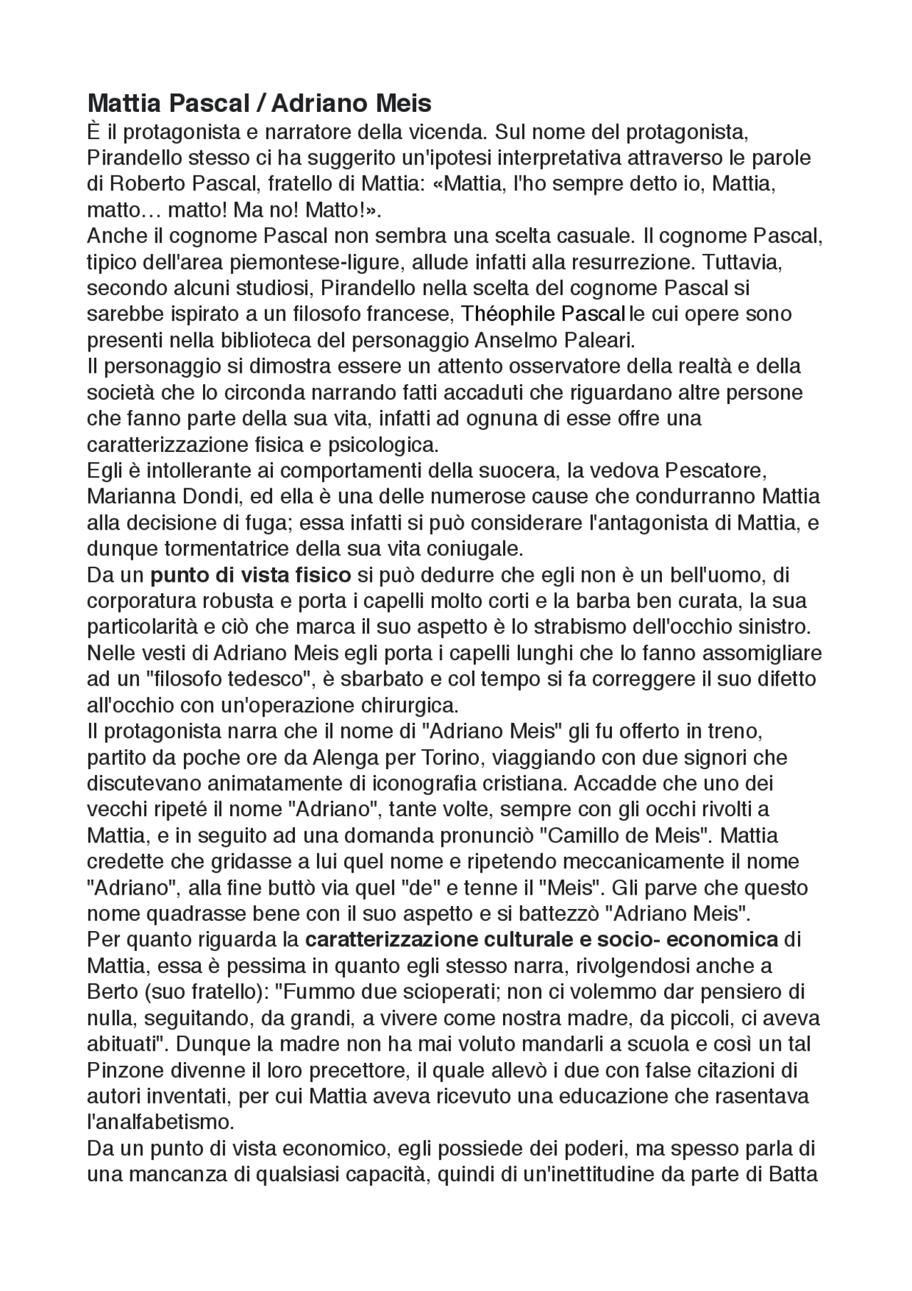 Il Fu Mattia Pascal Appunti Pirandello Docsity