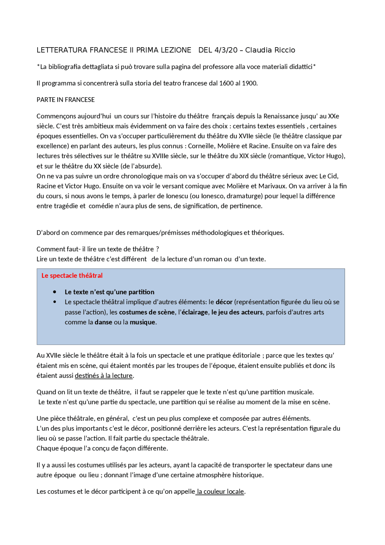 Letteratura Francese Docsity