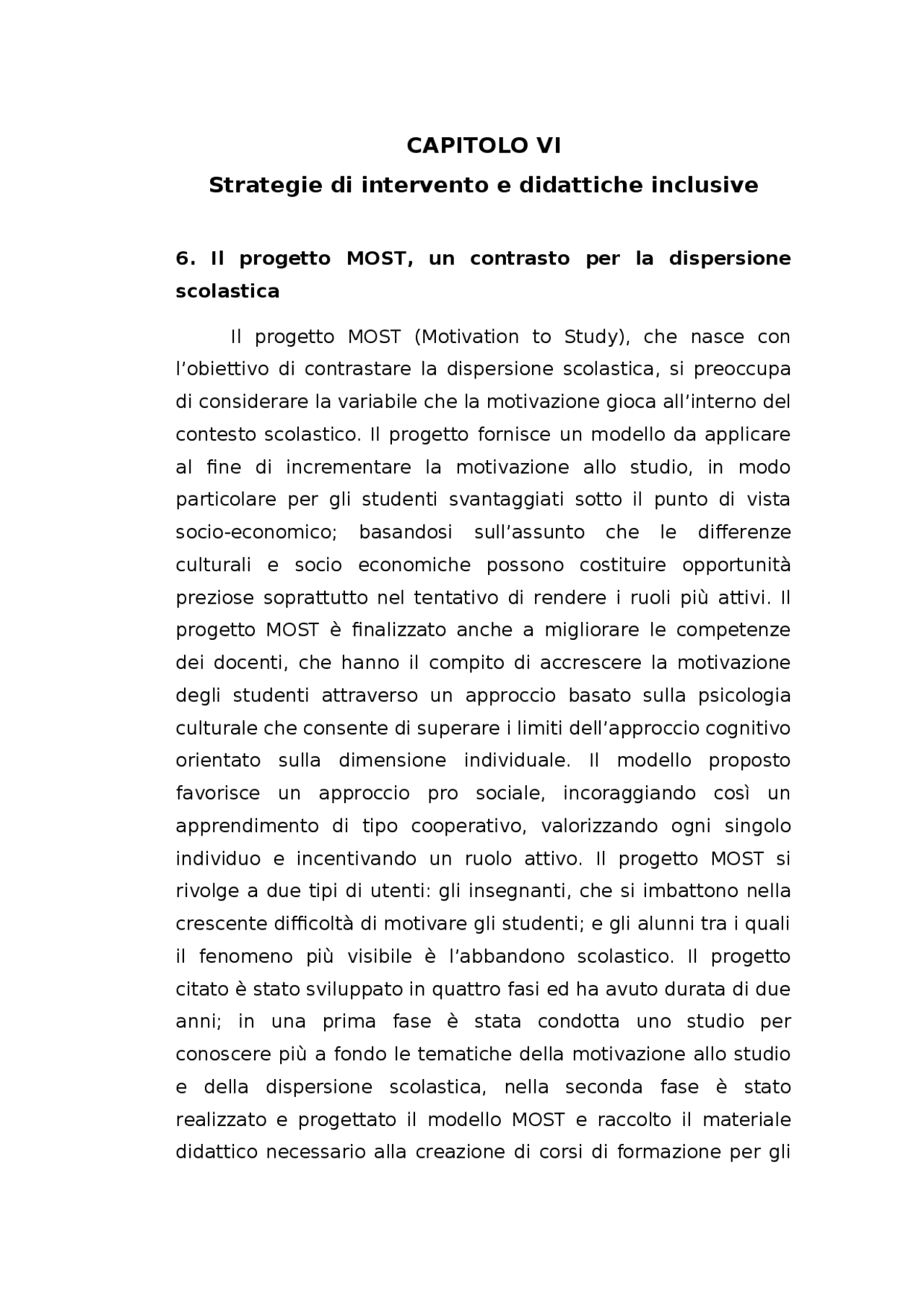 Tesi Di Laurea Sulla Dispersione Scolastica Capitolo 6 Docsity