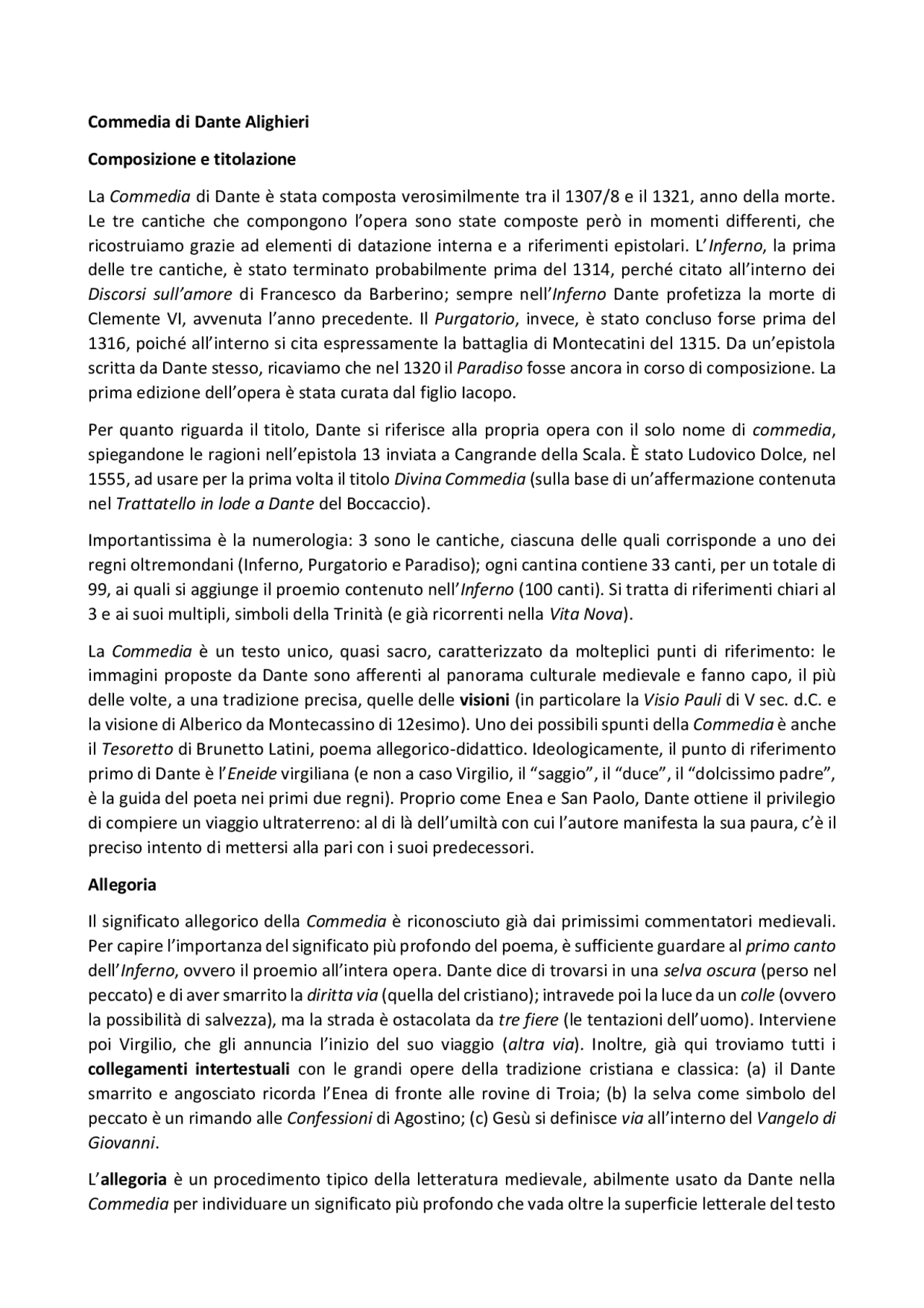 La Commedia Di Dante Docsity