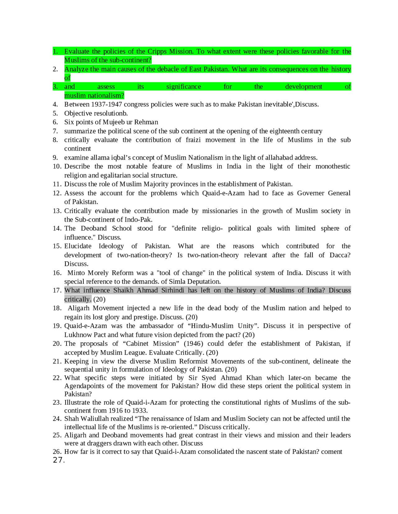 Partition of pakistan - Docsity