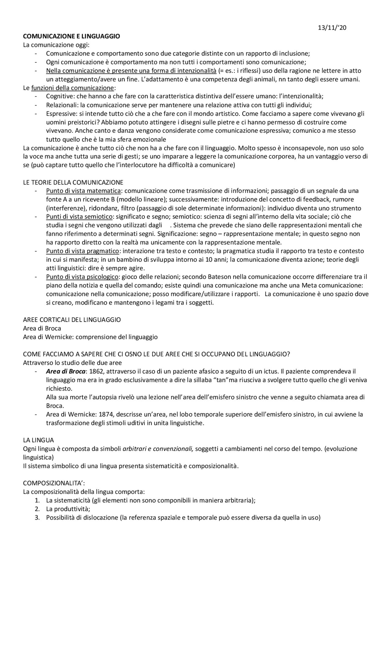 Comunicazione E Linguaggio Docsity
