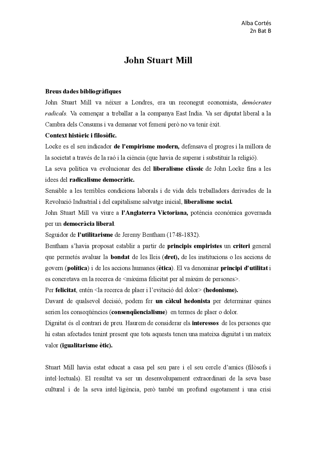 Teoria de john stuart mill - Docsity