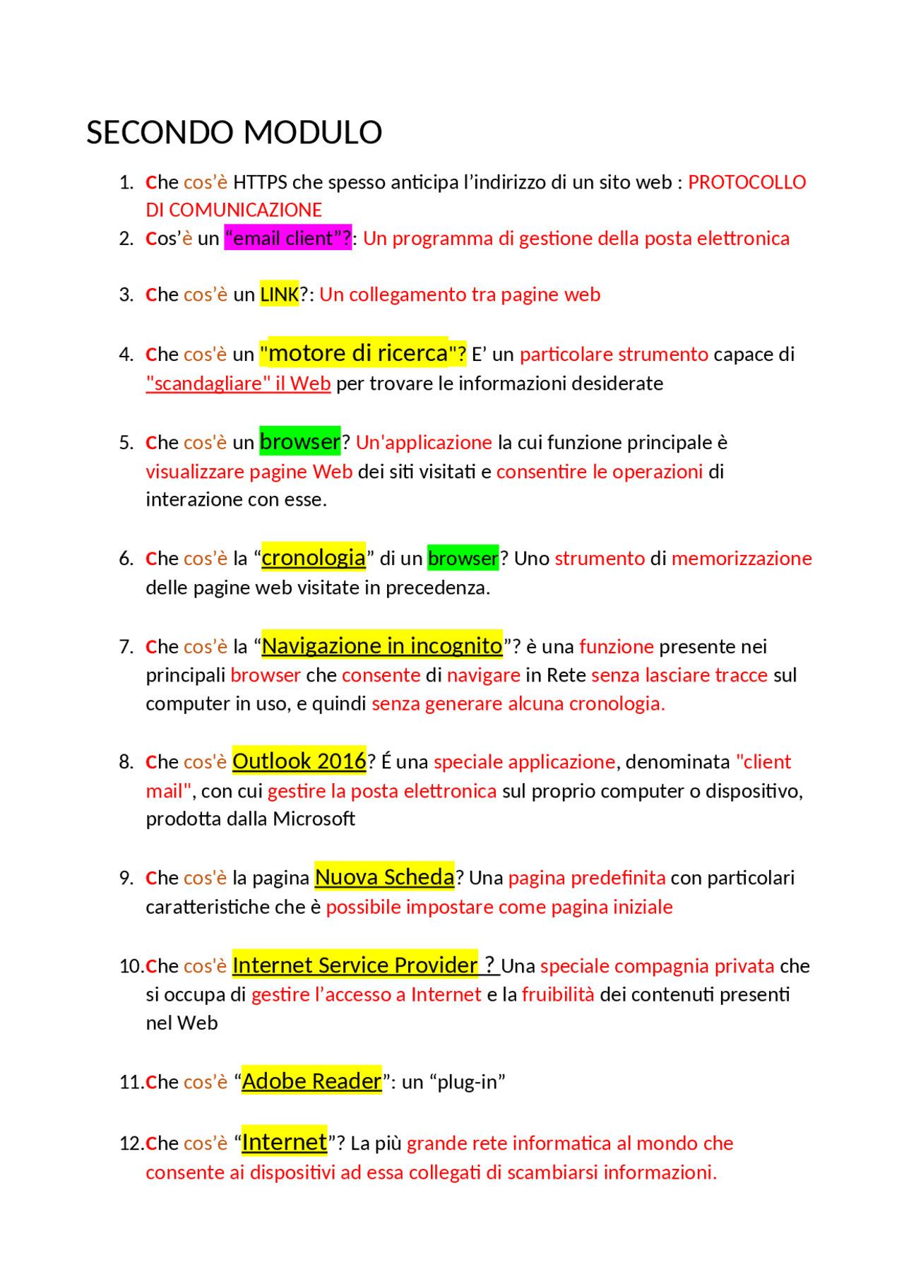 RISPOTE EIPASS SECONDO MODULO - Docsity