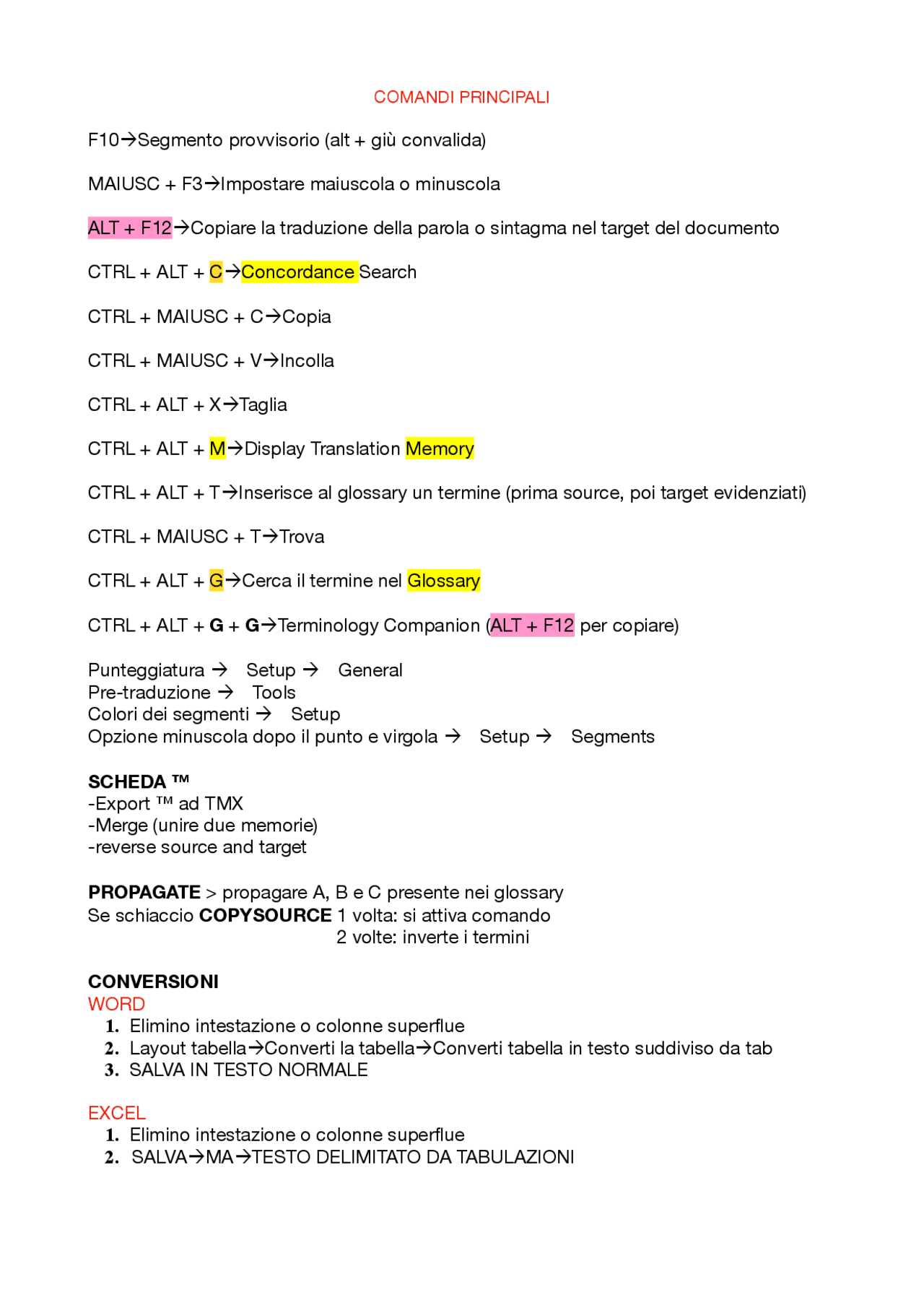 Sipti Comandi Principali Docsity